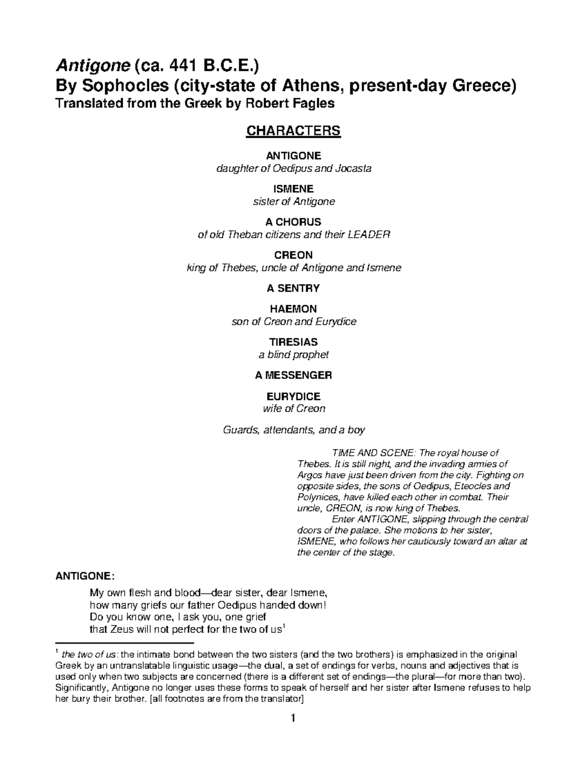 Antigone (Sophocles) - Character Analysis and Key Themes - Studocu