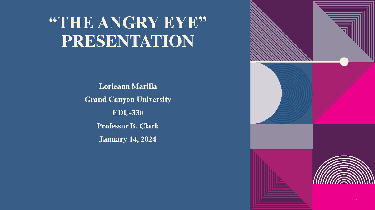 EDU-330 Final Presentation on "The Angry Eye" Analysis - Studocu