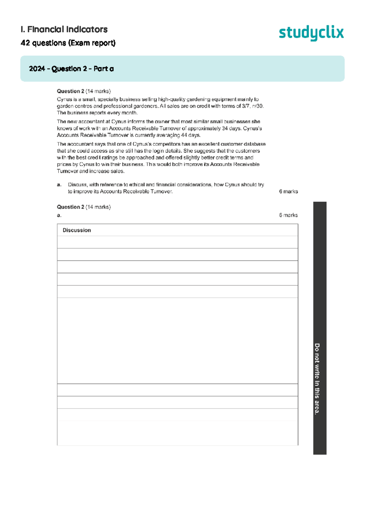 Financial Indicators - Exam Report Questions 2024 - Studocu