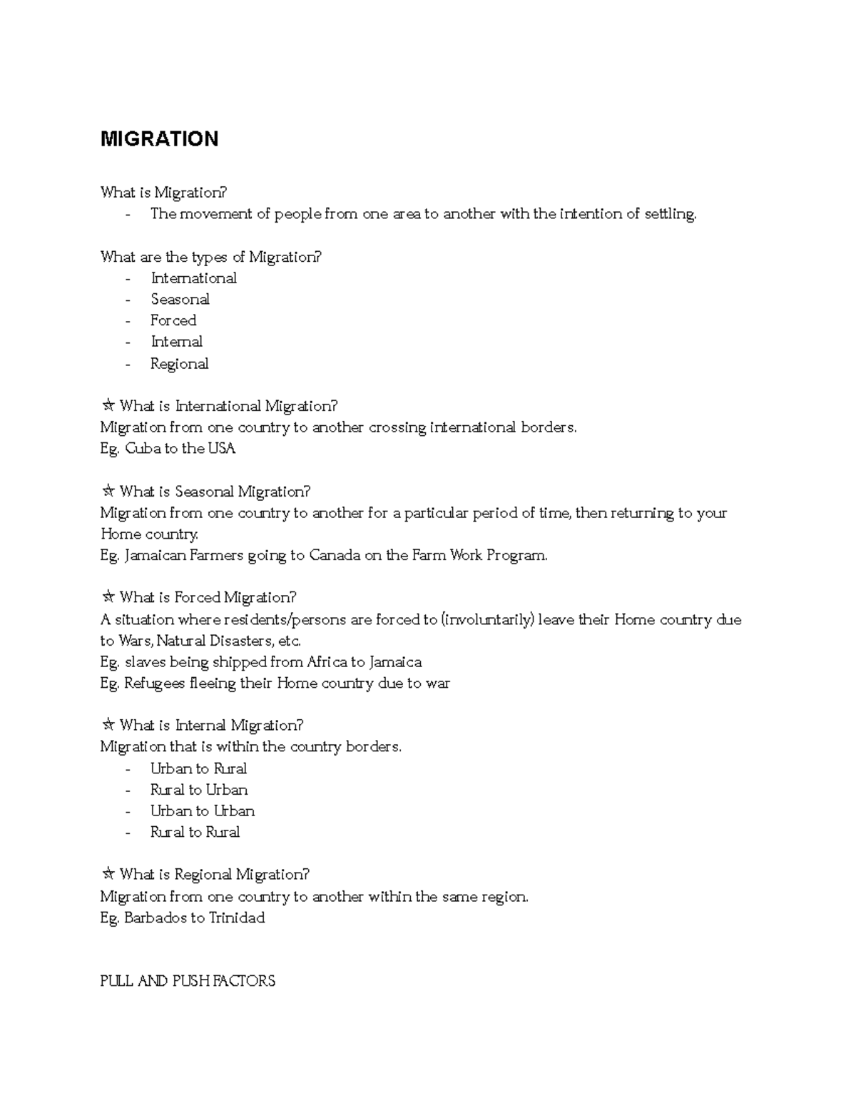 GEO 101: Understanding Migration - Types, Factors, and Impacts - Studocu