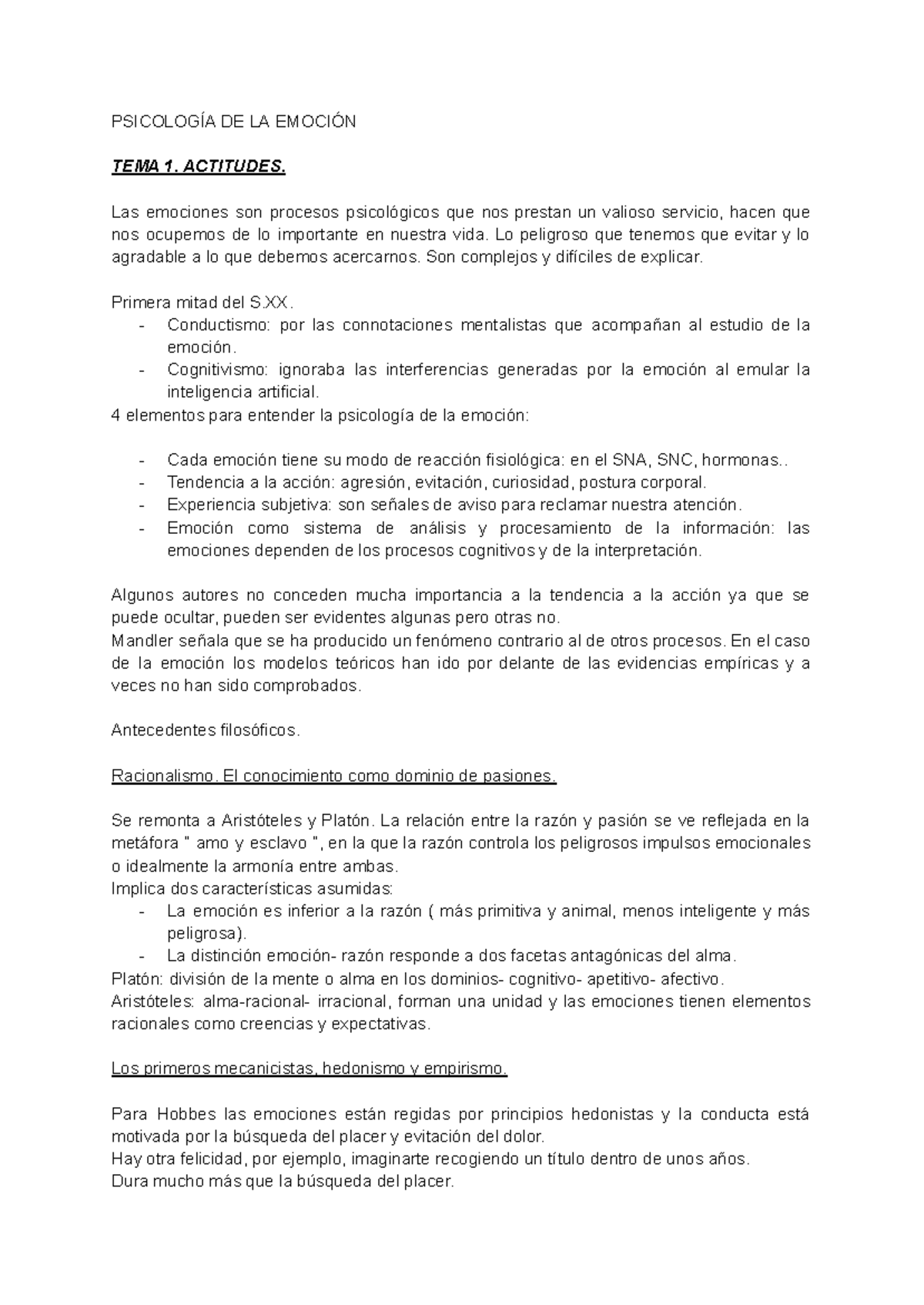 PSICOLOGÍA DE LA EMOCIÓN: TEMA 1 - ACTITUDES Y PROCESOS EMOCIONALES ...