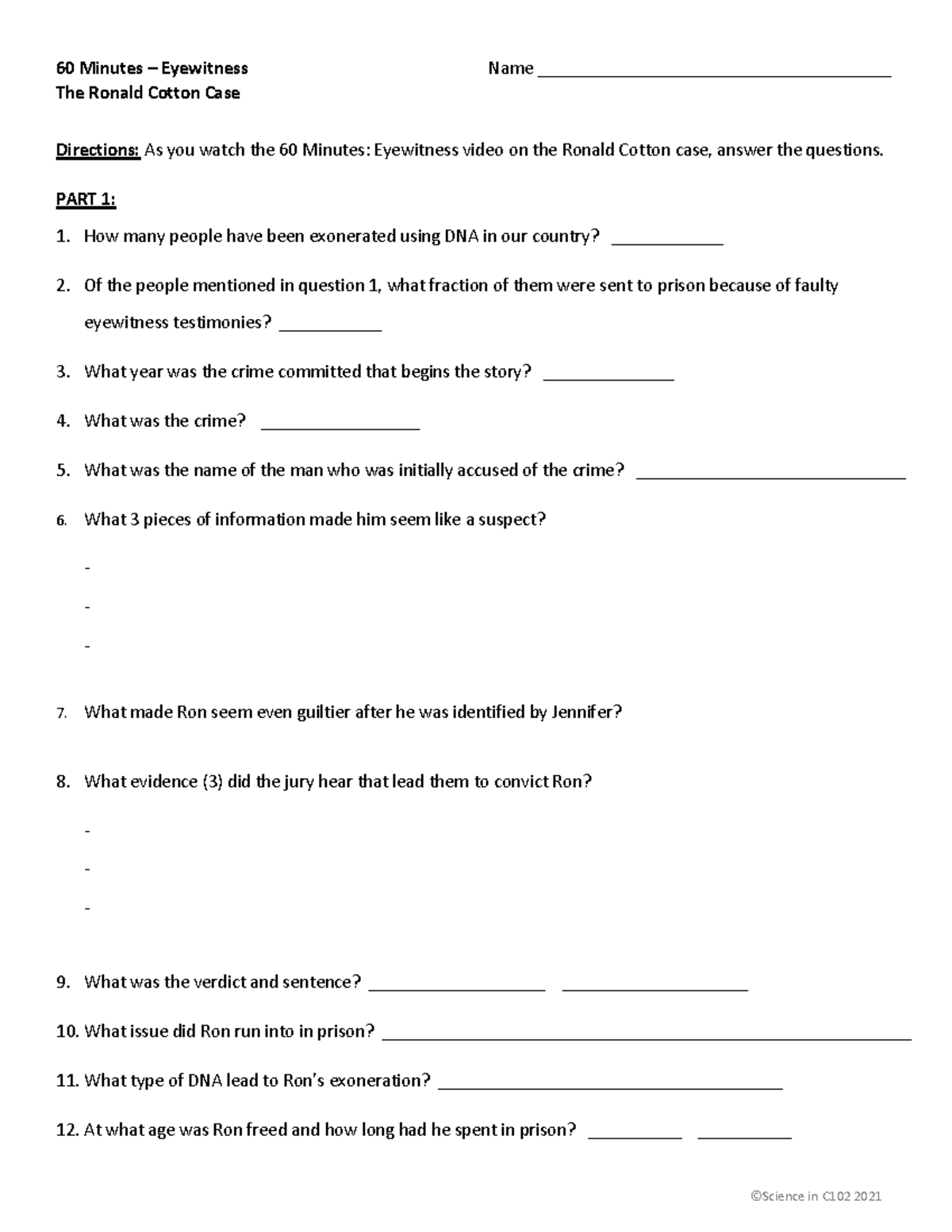 C102 Final Exam: Ronald Cotton Case Study Questions - Studocu