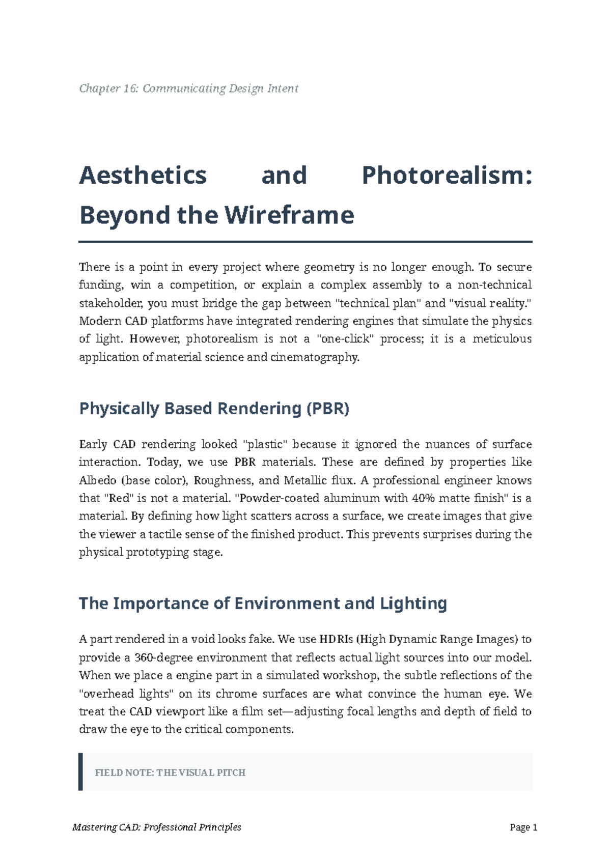 Chapter 16: Aesthetics & Photorealism in CAD Design - Studocu