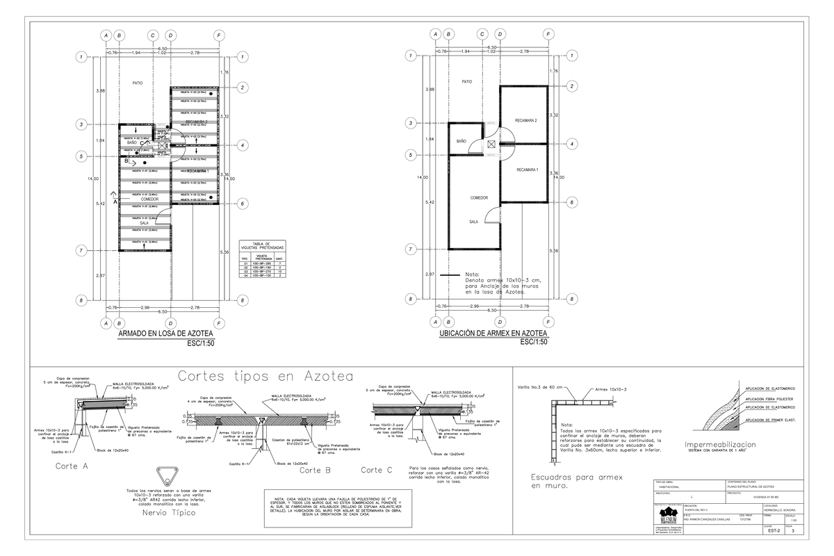 Plano Estructural de Azotea Habitacional - Proyecto L 1312789 - Studocu