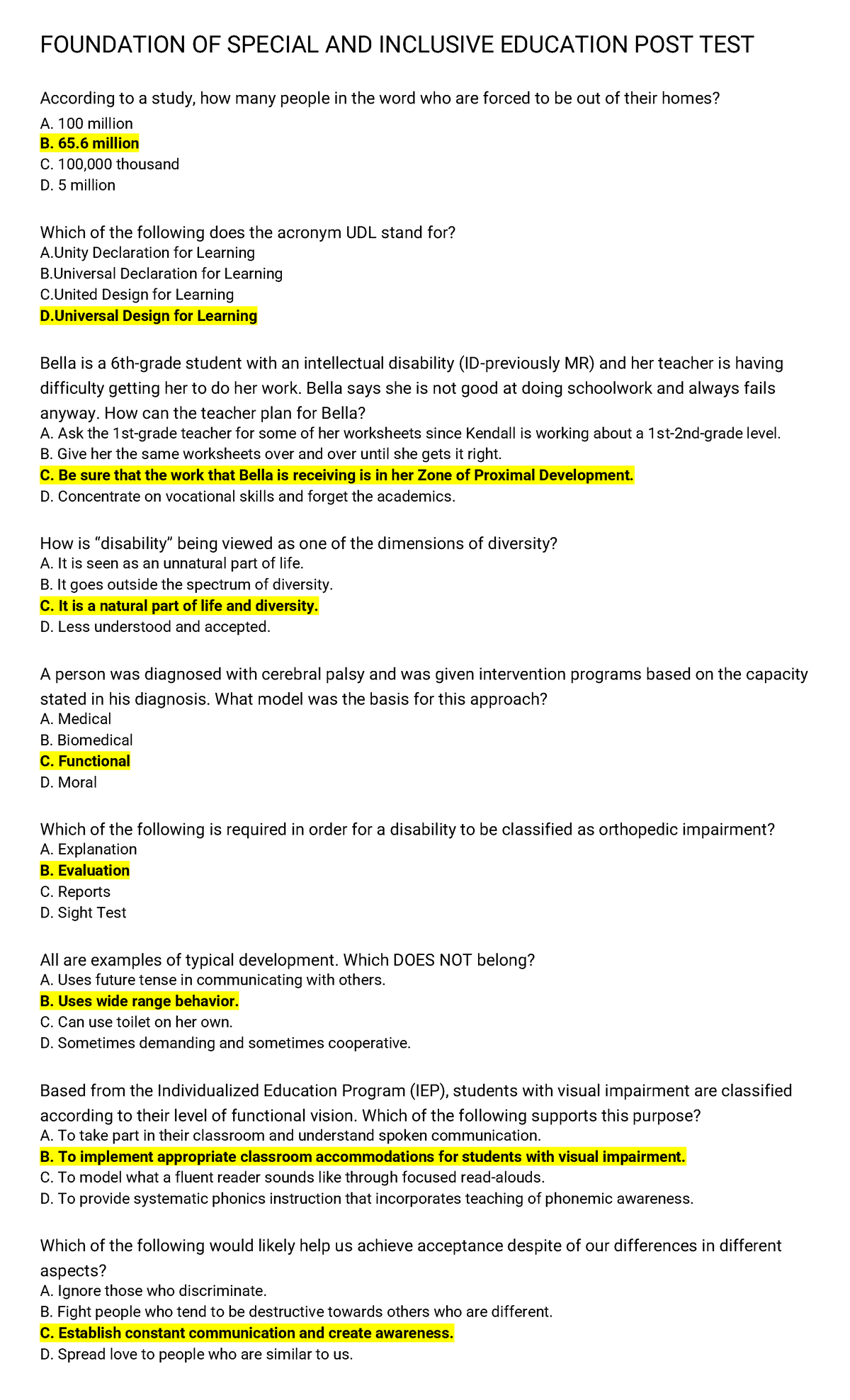 FOUNDATION OF SPECIAL AND INCLUSIVE EDUCATION LECTURE NOTES - Studocu