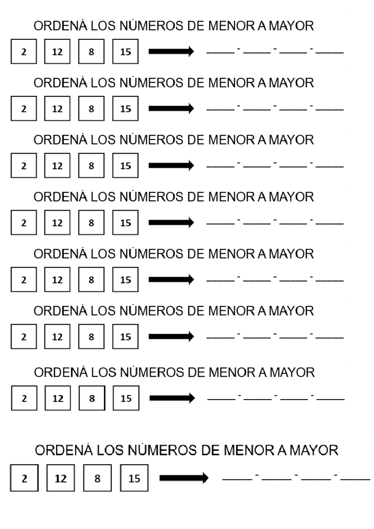 Tarea: Ordenar Números de Menor a Mayor - Fácil - Studocu
