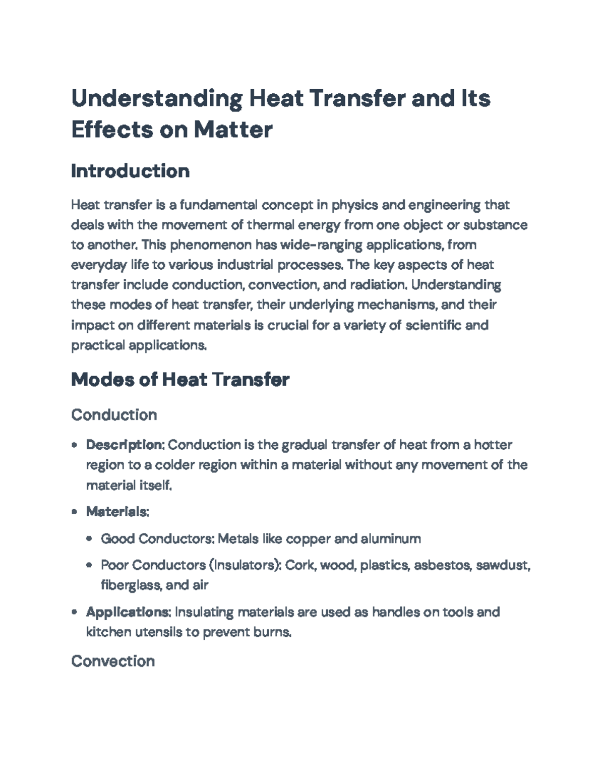 Understanding Heat Transfer Principles and Effects on Matter ...