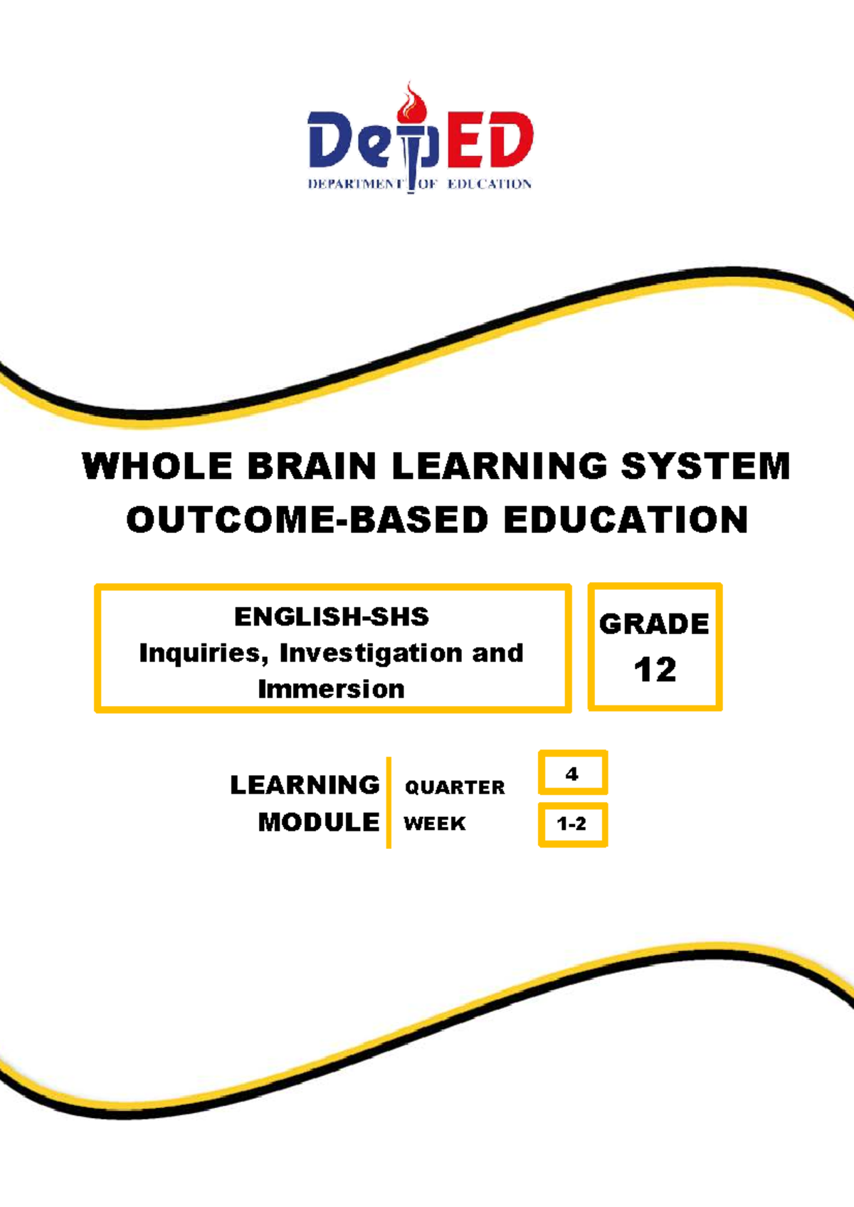 SHS English 12: Inquiries, Investigations & Immersion Module Q4W1 - Studocu