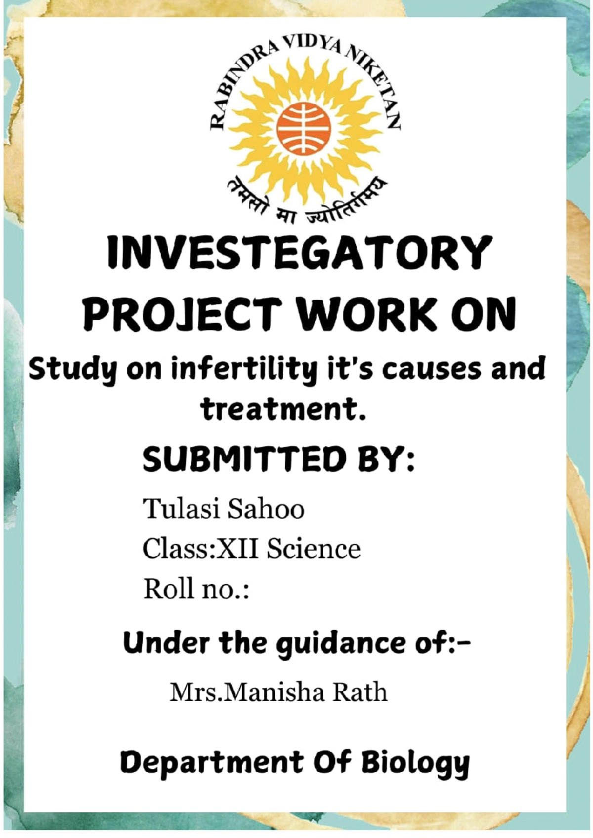 PDF Gallery 20241206 131504 - VIDYA INVESTEGATORY PROJECT WORK ON Study on infertility causes ...