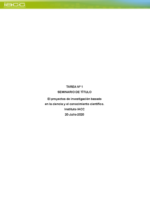 Tarea S 5-Proyecto de titulo- IACC - PROYECTO DE TITULO SEMANA 5 2022 Ingeniería en Prevención ...
