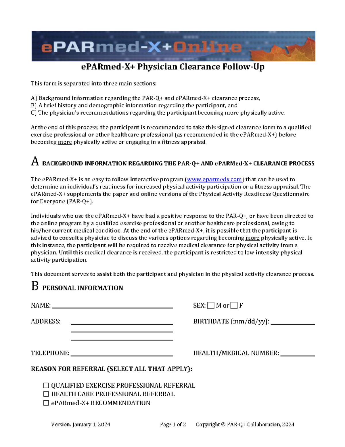 E PARmed X Physician Clearance Form 2024: Guidelines for Physical ...