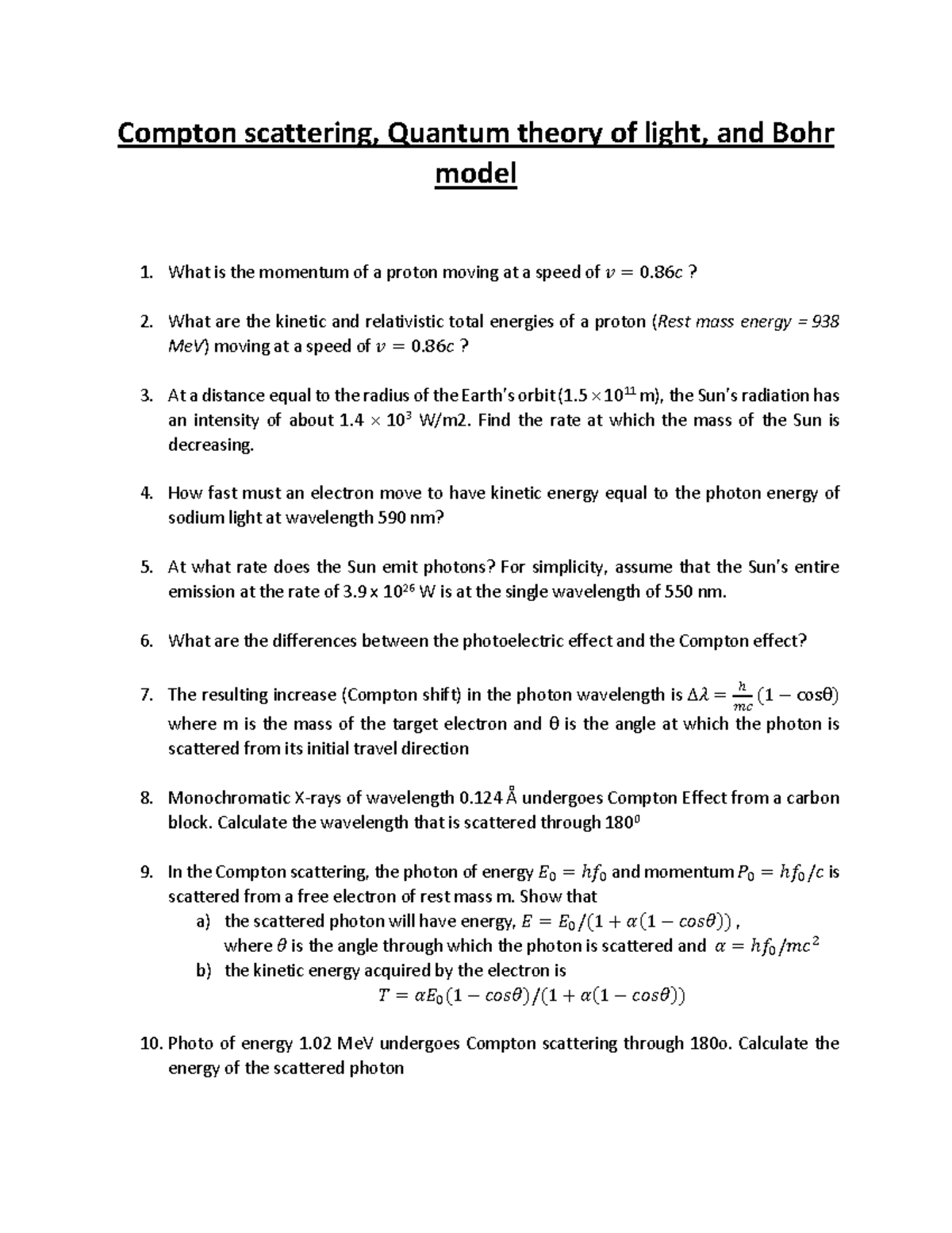 Tutorial 4 - Science - Compton scattering, Quantum theory of light, and ...