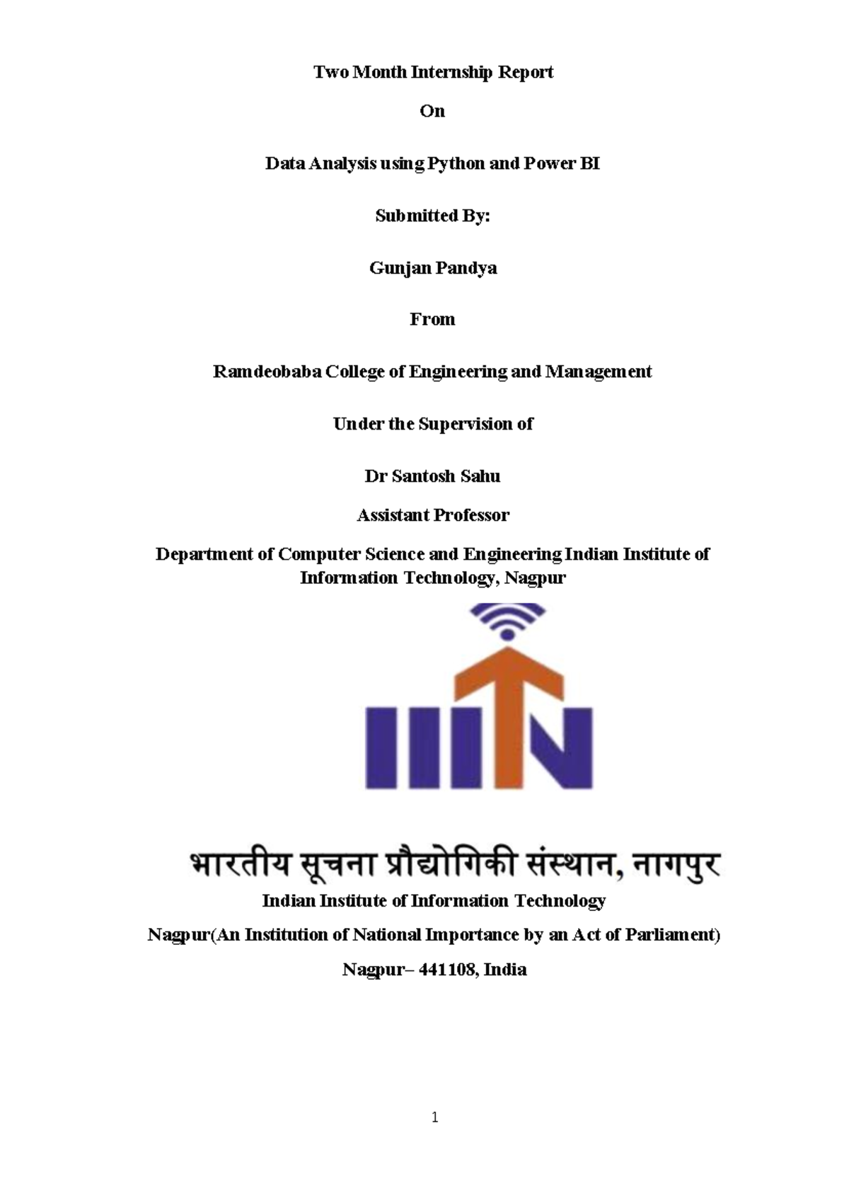 IIIT Nagpur Internship Report: Data Analysis with Python & Power BI ...