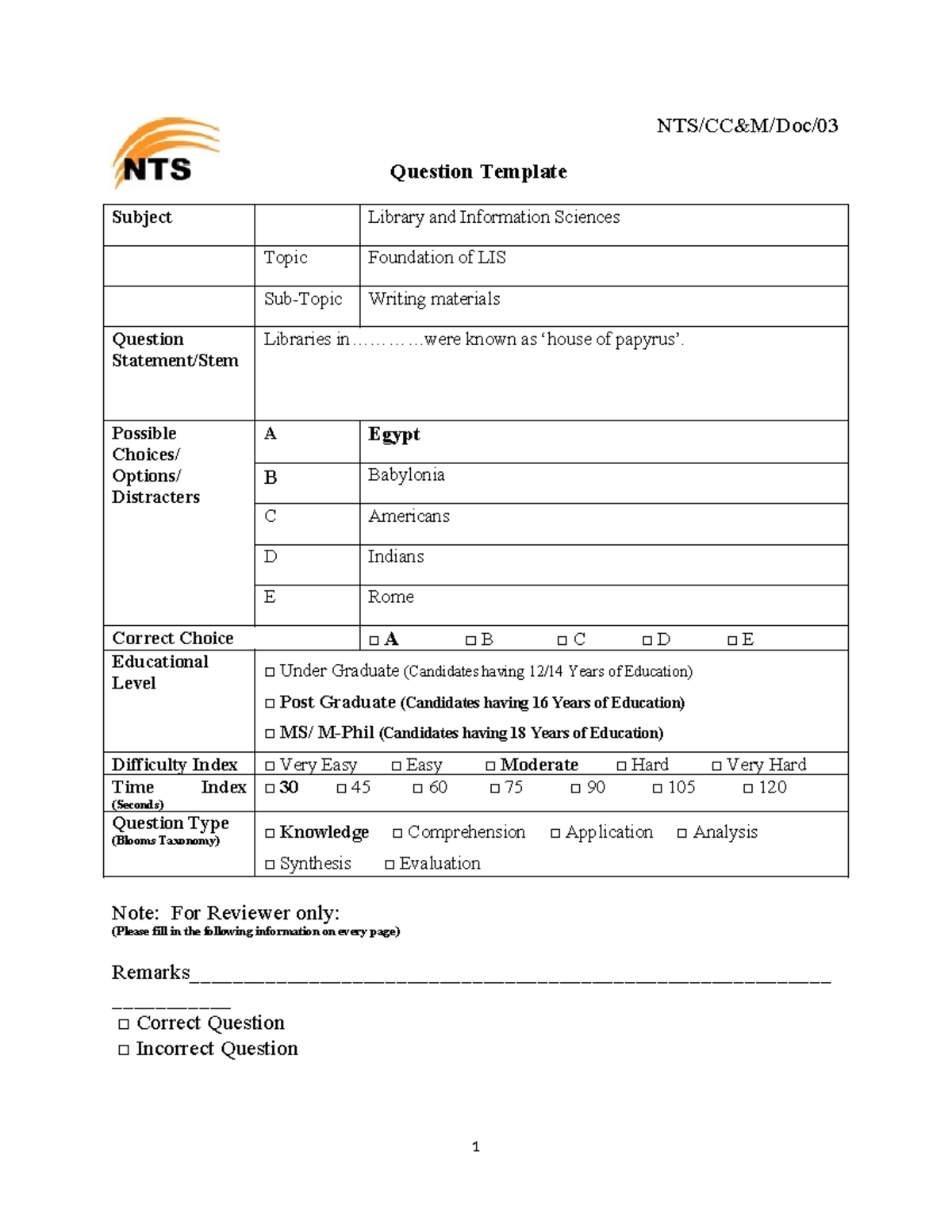 NTS Questions for Library and Information Sciences (2KOL, Y) - Studocu