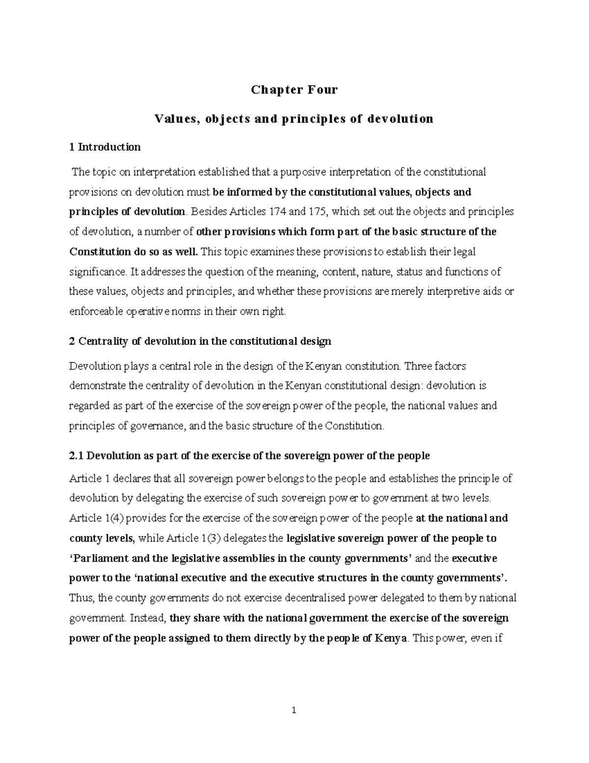 Values, Objects, and Principles of Devolution in Constitution Law - Studocu