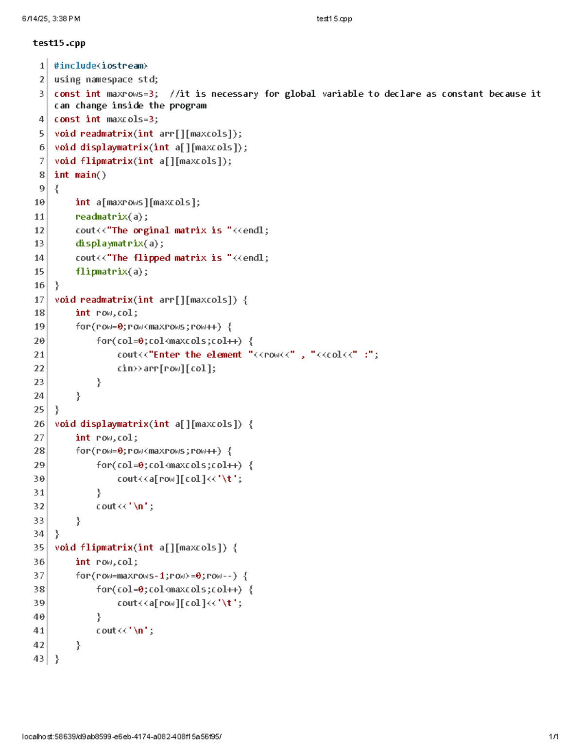 Test15 - I have edit the C++ programs into correct format. - test15 1 # ...