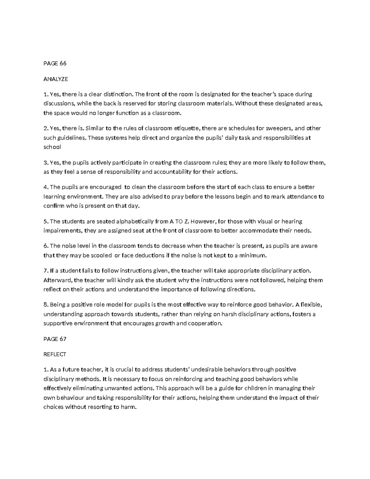 EDUC 102 - Reflection on Classroom Management Strategies - Studocu