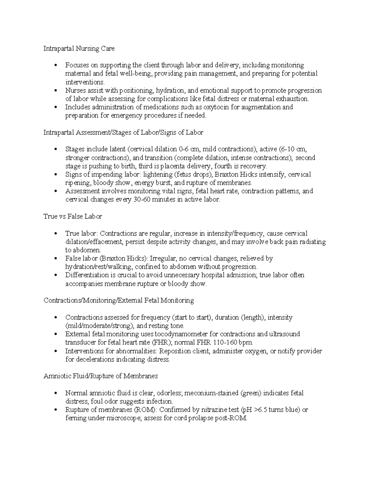 Intrapartal Nursing Care: Labor, Delivery, and Postpartum Management ...