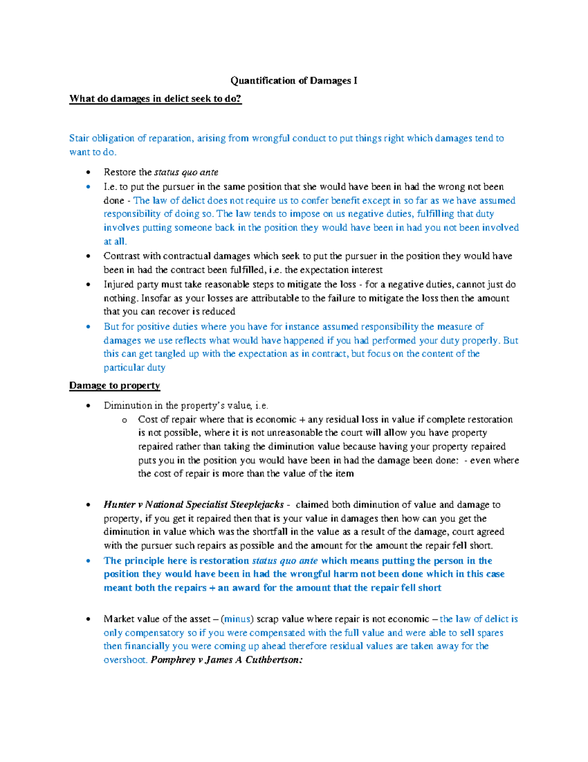Quantification of Damages I: Overview and Case Analysis - Studocu