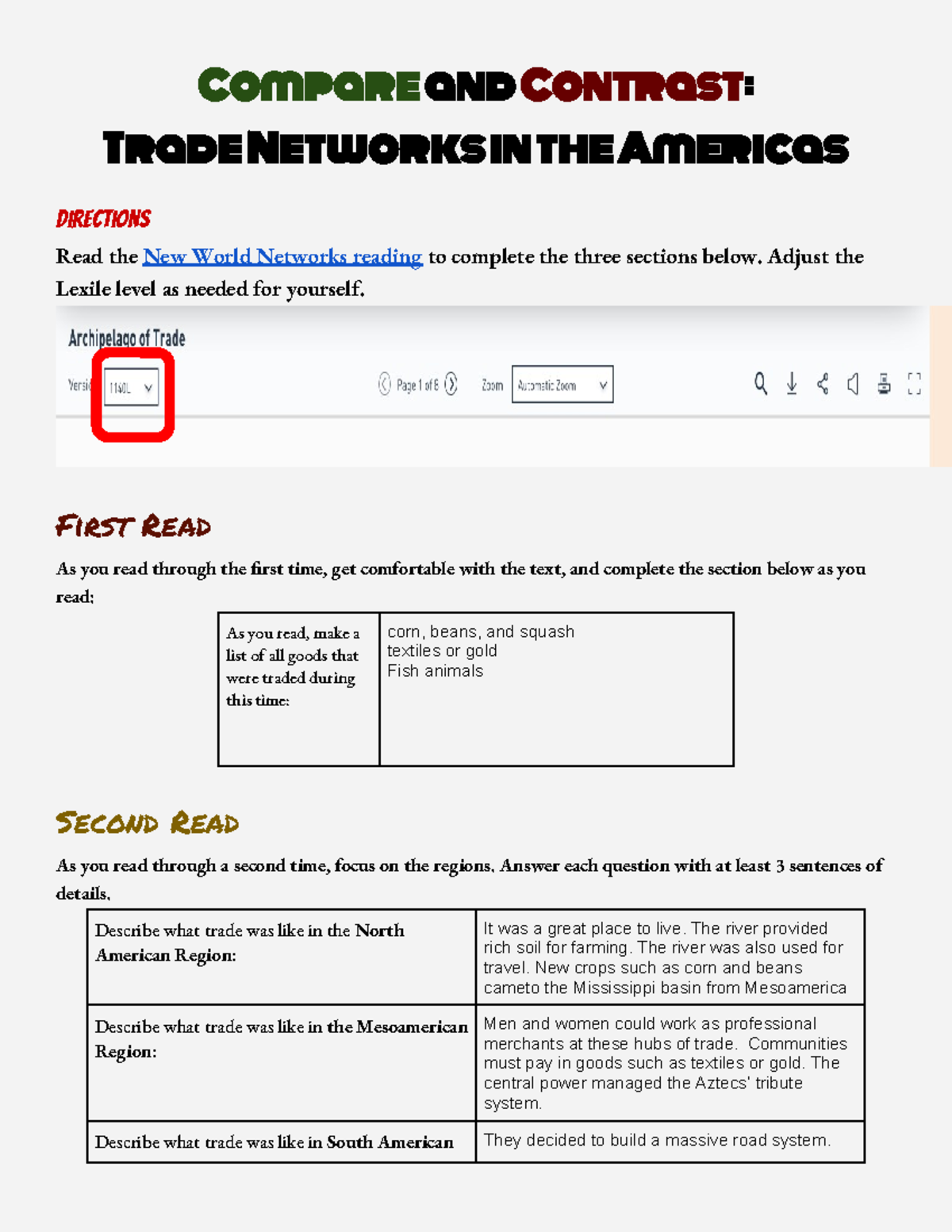 Compare and Contrast Trade Networks in the Americas - Compare and ...