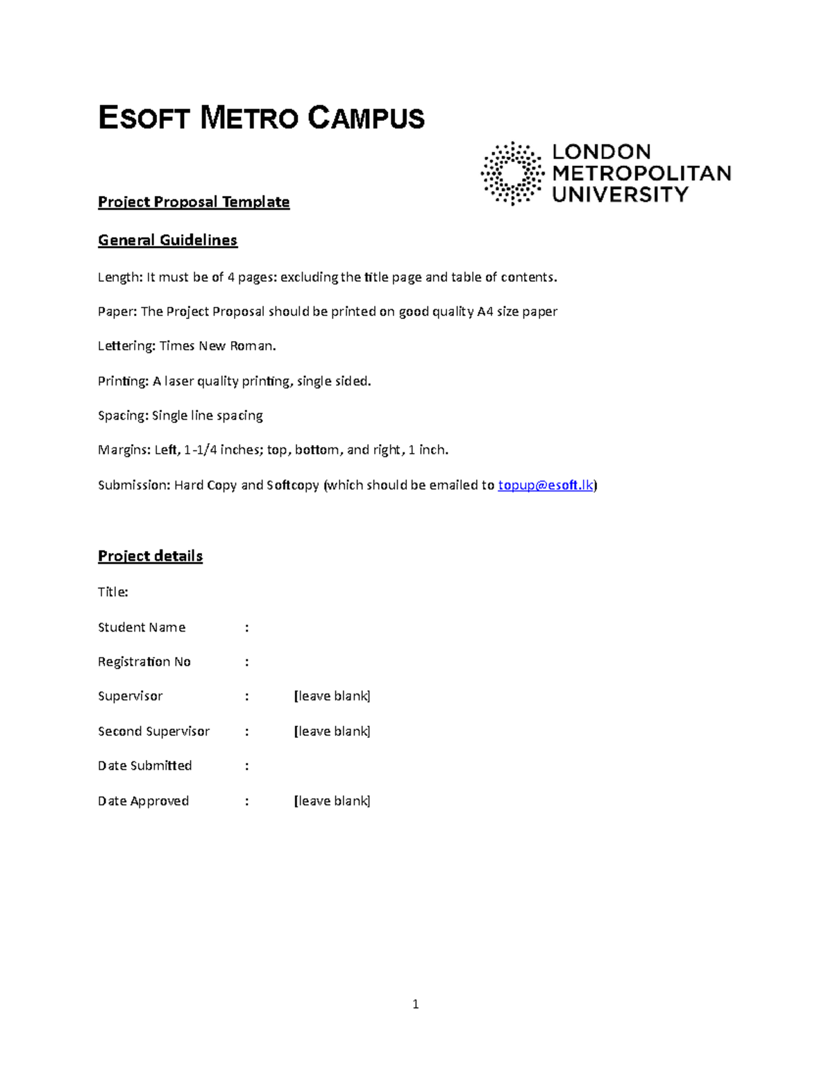 College Project Proposal Template