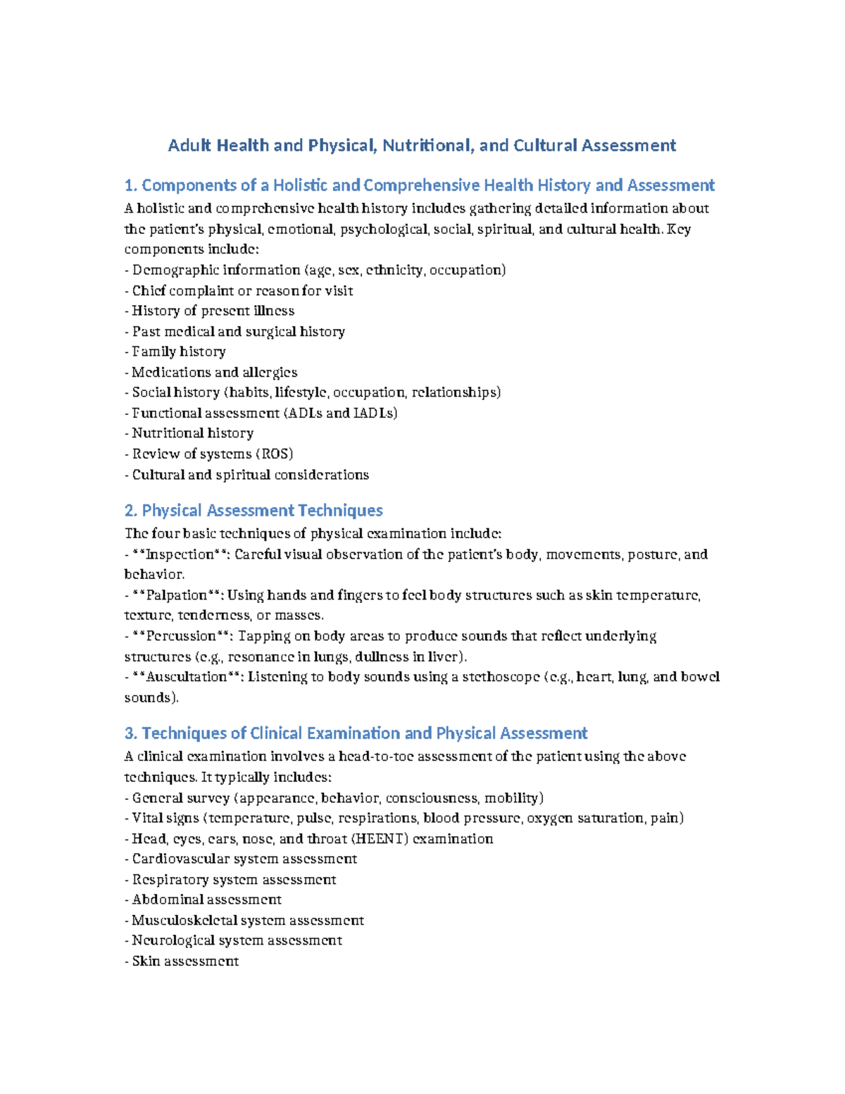 Adult Health Assessment: Holistic and Physical Evaluation Techniques ...