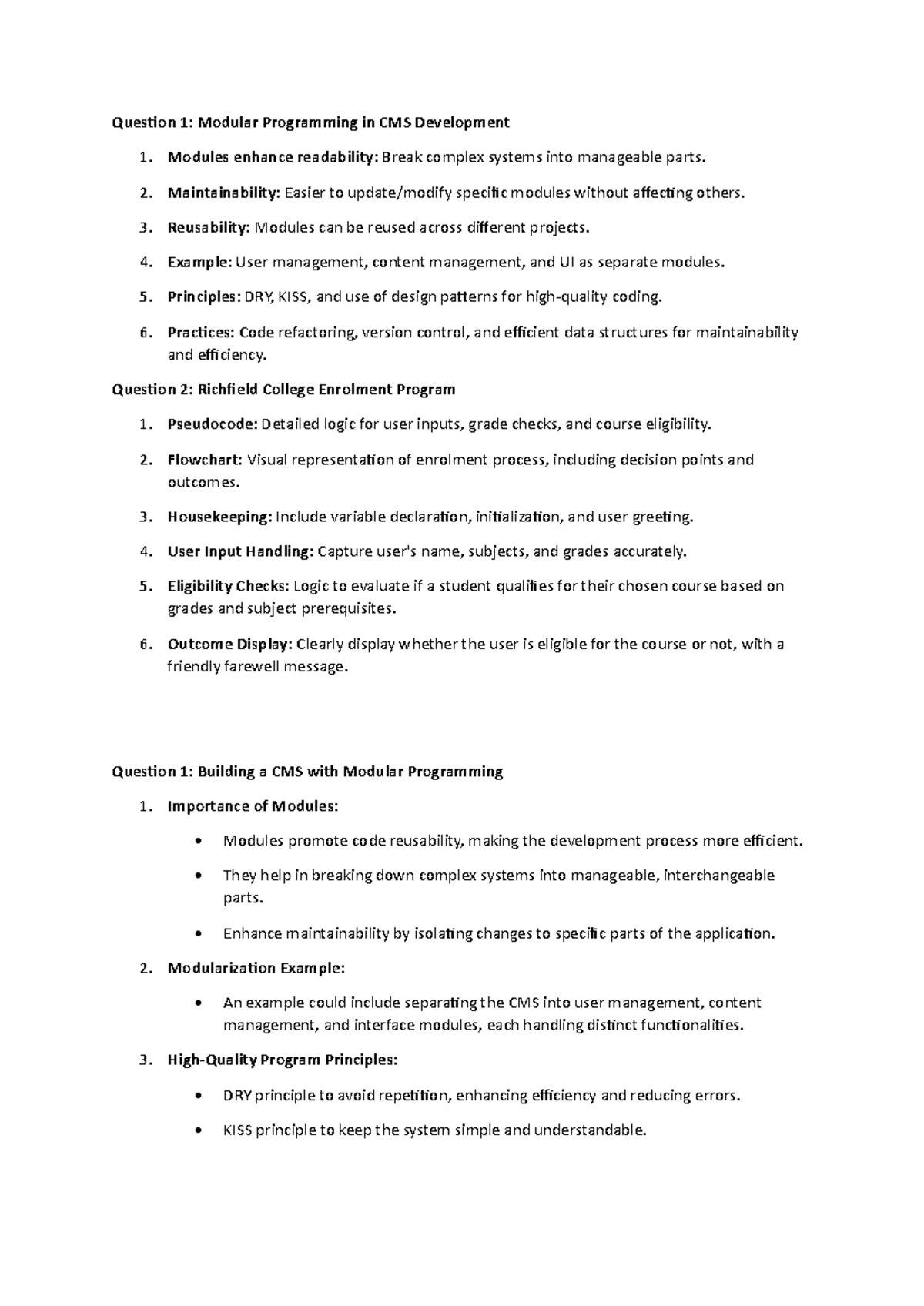 CS101 Software Development Assignment Revision Notes - Studocu