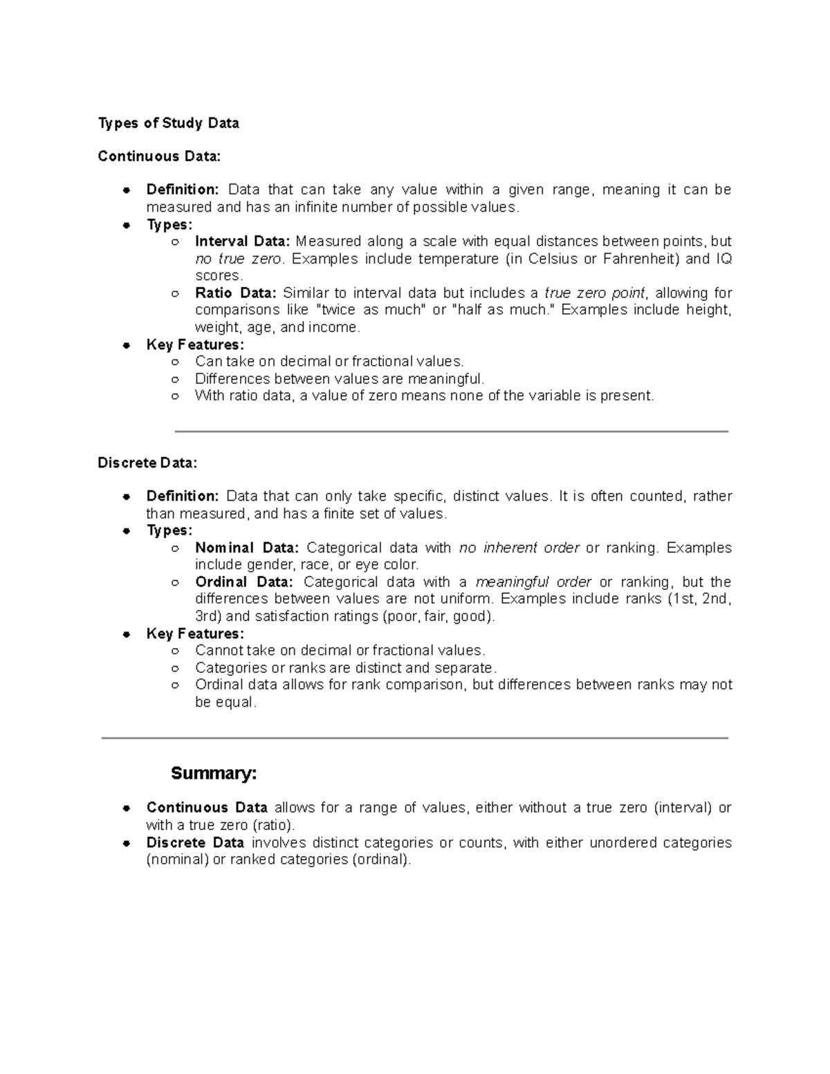 Biostatistics Notes: Understanding Continuous and Discrete Data Types ...