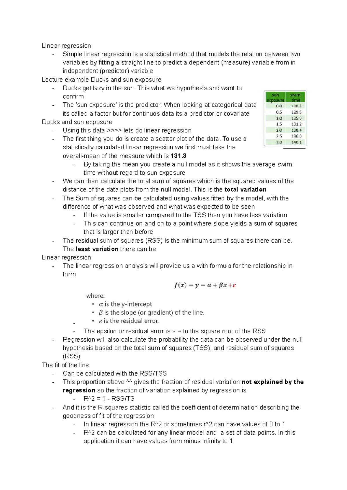 Week 5: Linear Regression & Experimental Design in Statistics - Studocu