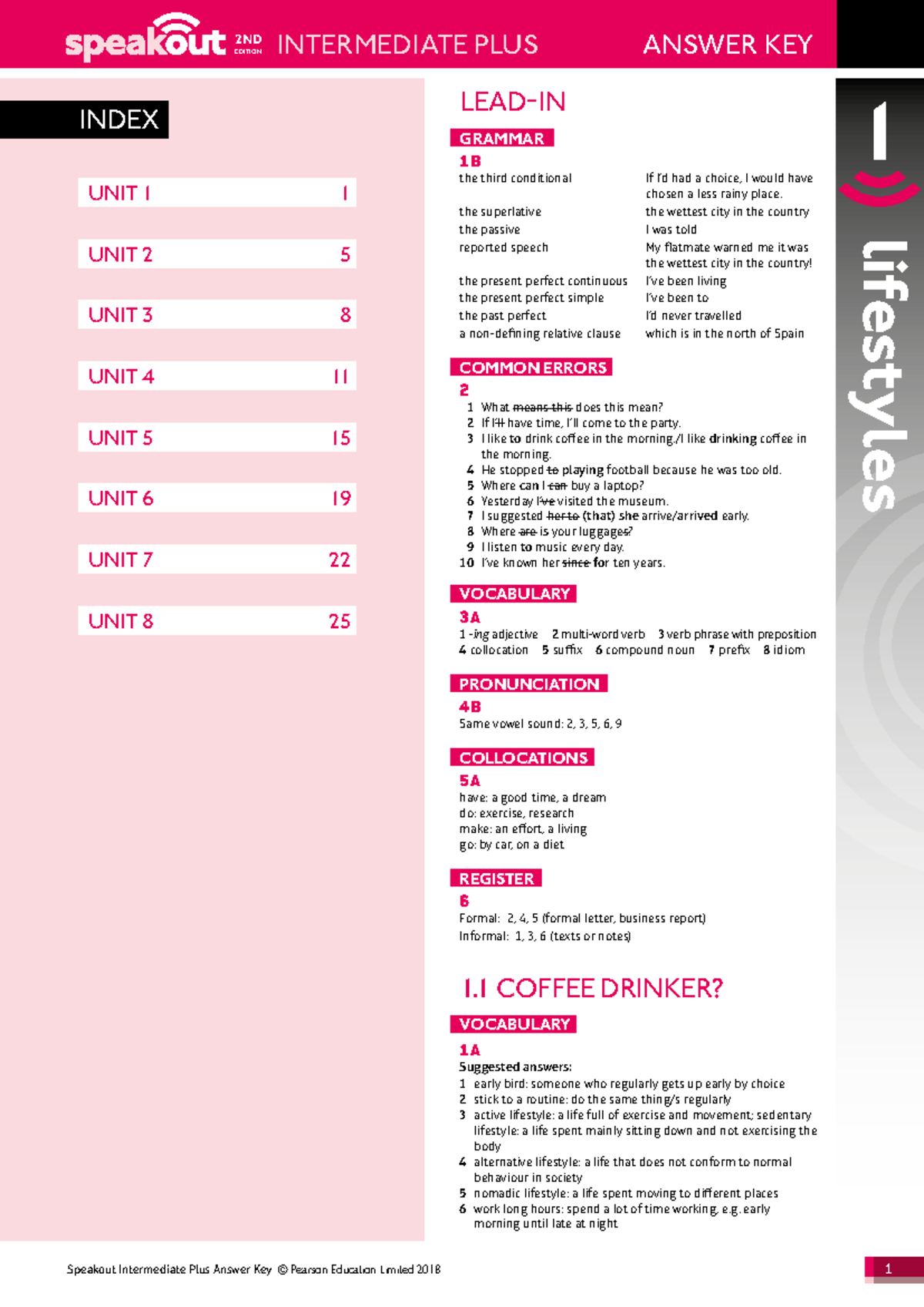 Intermediate Plus Answer Key Index: 2nd Edition Grammar & Vocabulary ...