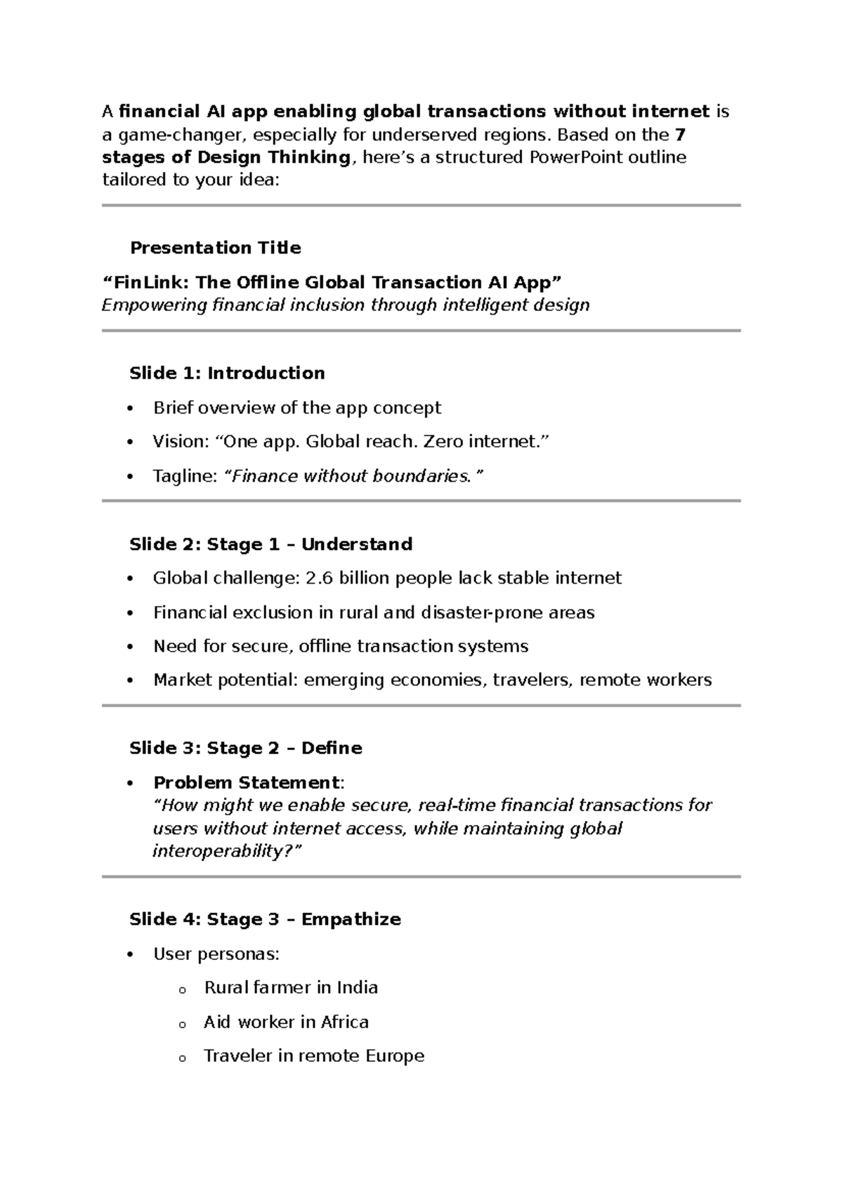 Design Thinking for Offline Global Transaction AI: Financial Inclusion ...