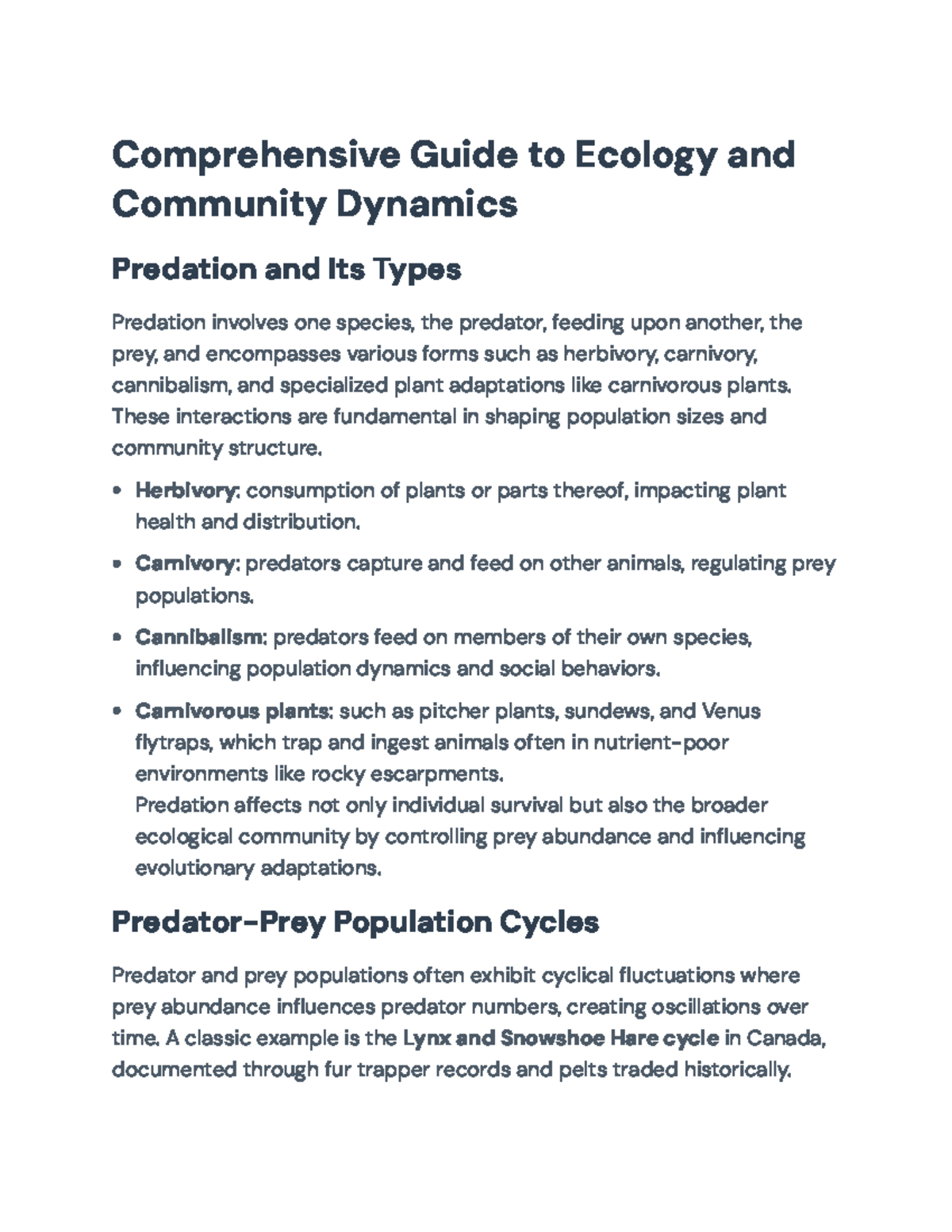 Comprehensive Guide to Ecology & Community Dynamics (ECOL 101) - Studocu