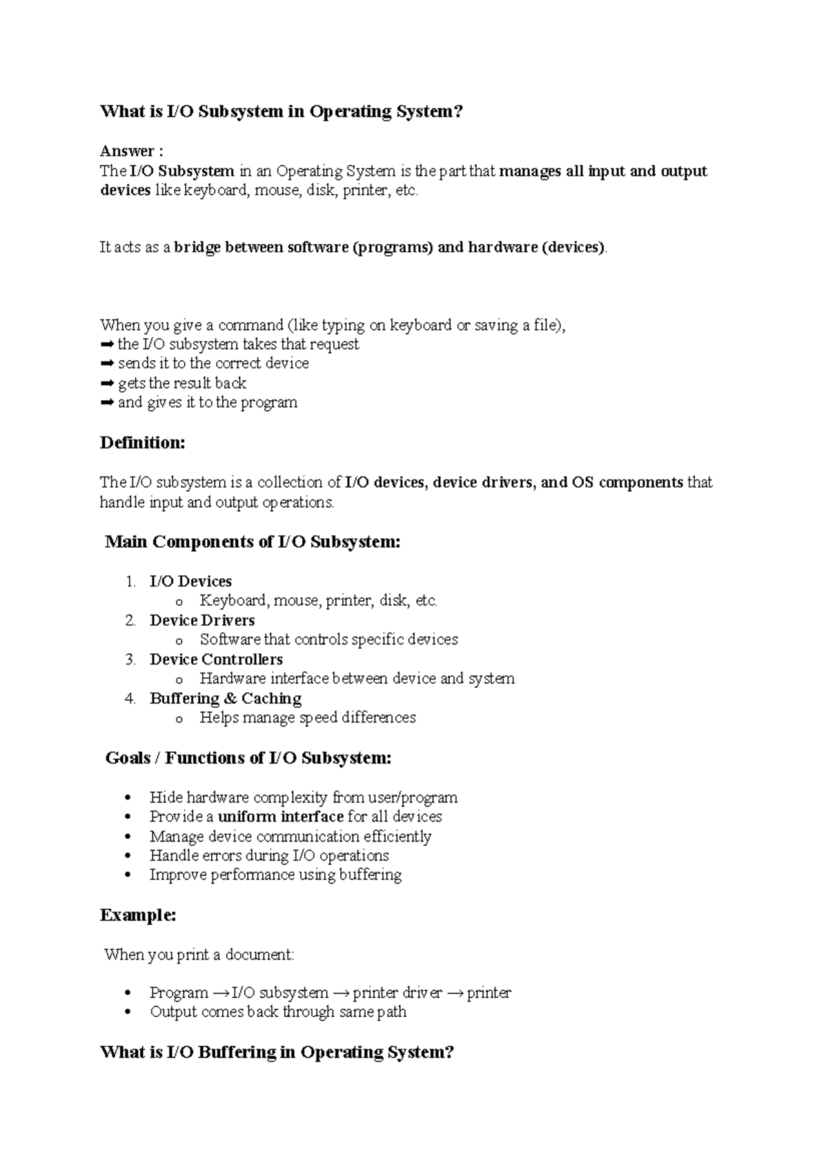 Unit 5 Overview: Subsystems, Buffering, RAID, and File Management in ...