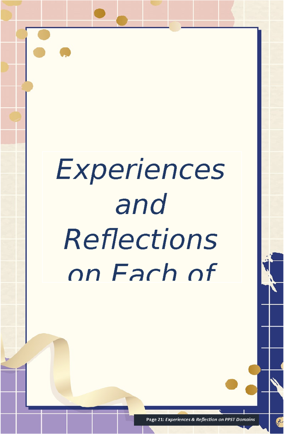 PPST Domain - Experiences and Reflections on Each of 1 n D Content and ...