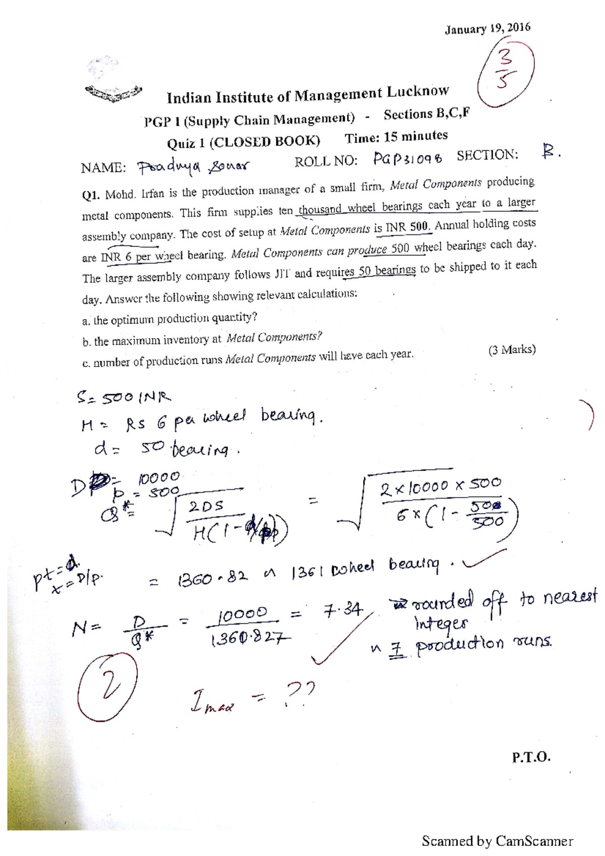 Scm PRACTICE. MATERIAL - January 19, 2016 3 5 Indian Institute of ...