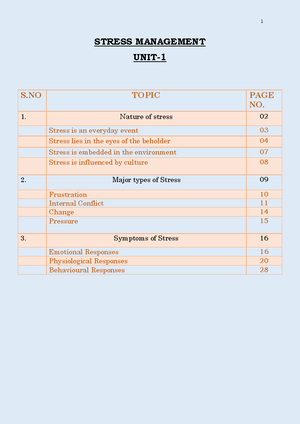 Stress Management - lecture notes - Unit - 18 : Stress Management ...
