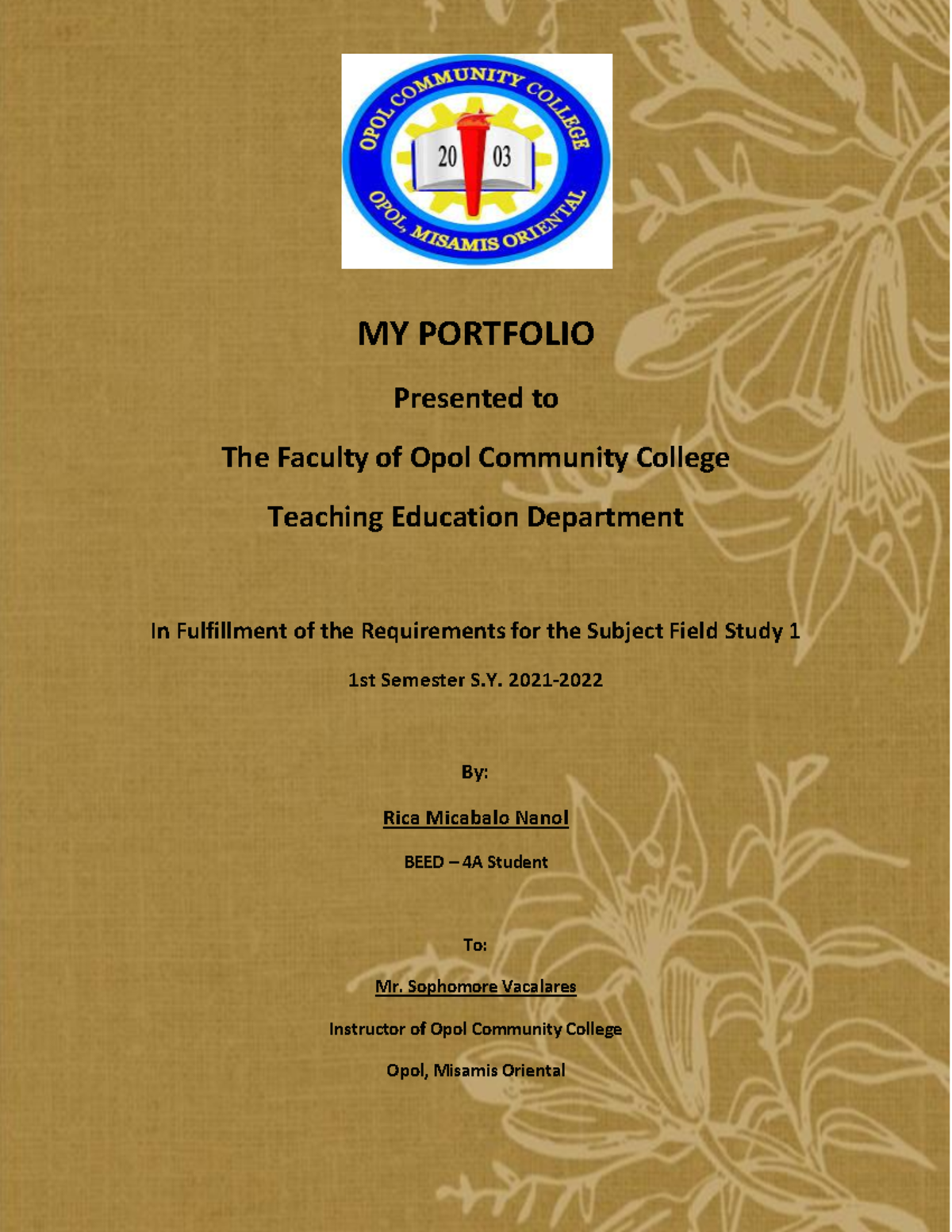 Field Study 1 Portfolio: Learning Episode 1 Observations (Nanol) - Studocu