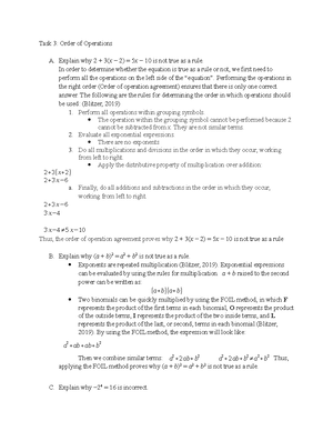QTT2 Finite Math Performance Task 2: Solving Expressions & Ratios - Studocu