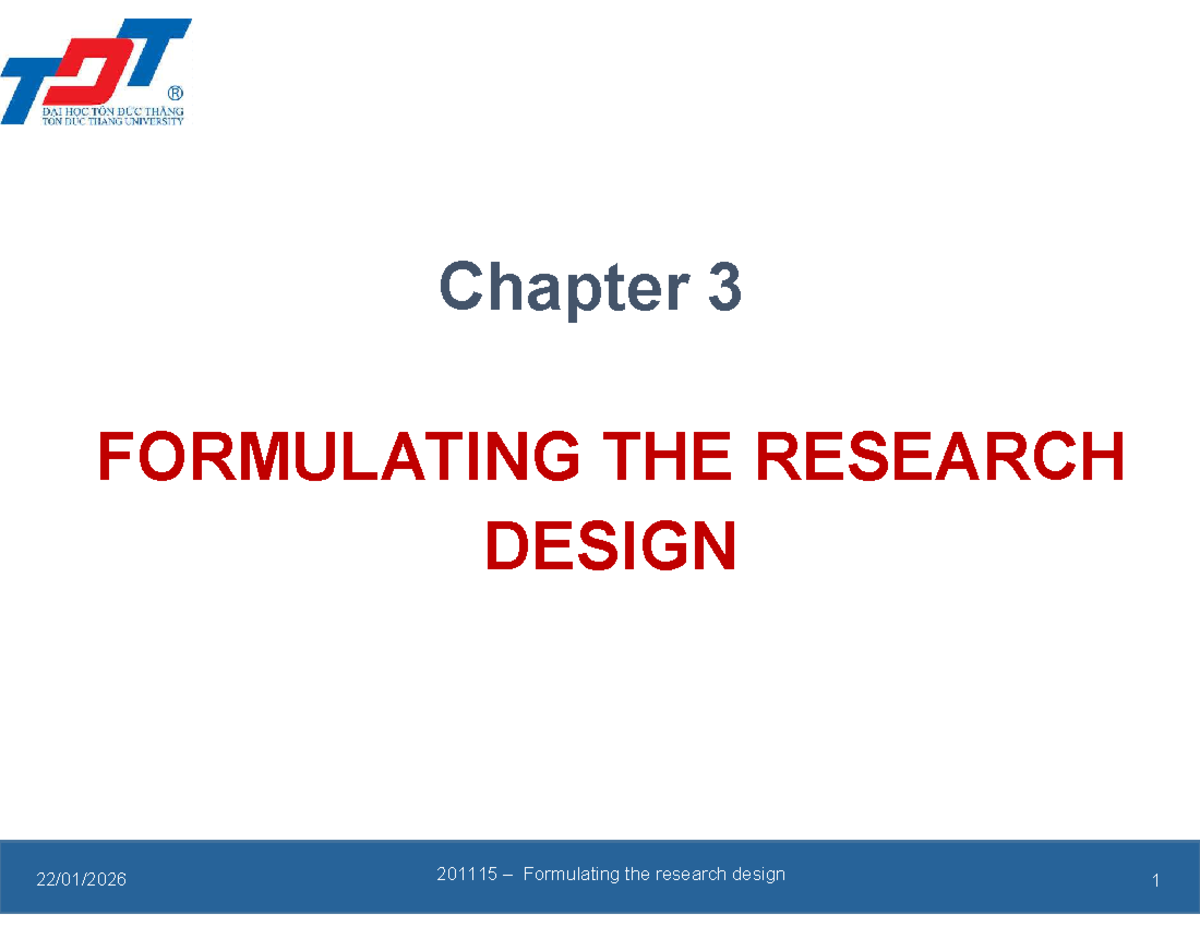 Chapter 3: Formulating the Research Design and Methodological Choices ...