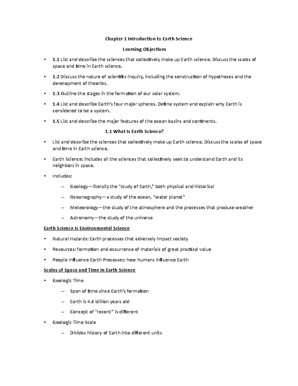 Chapter 1 Introduction to Earth Science - Chapter 1 Introduction to ...