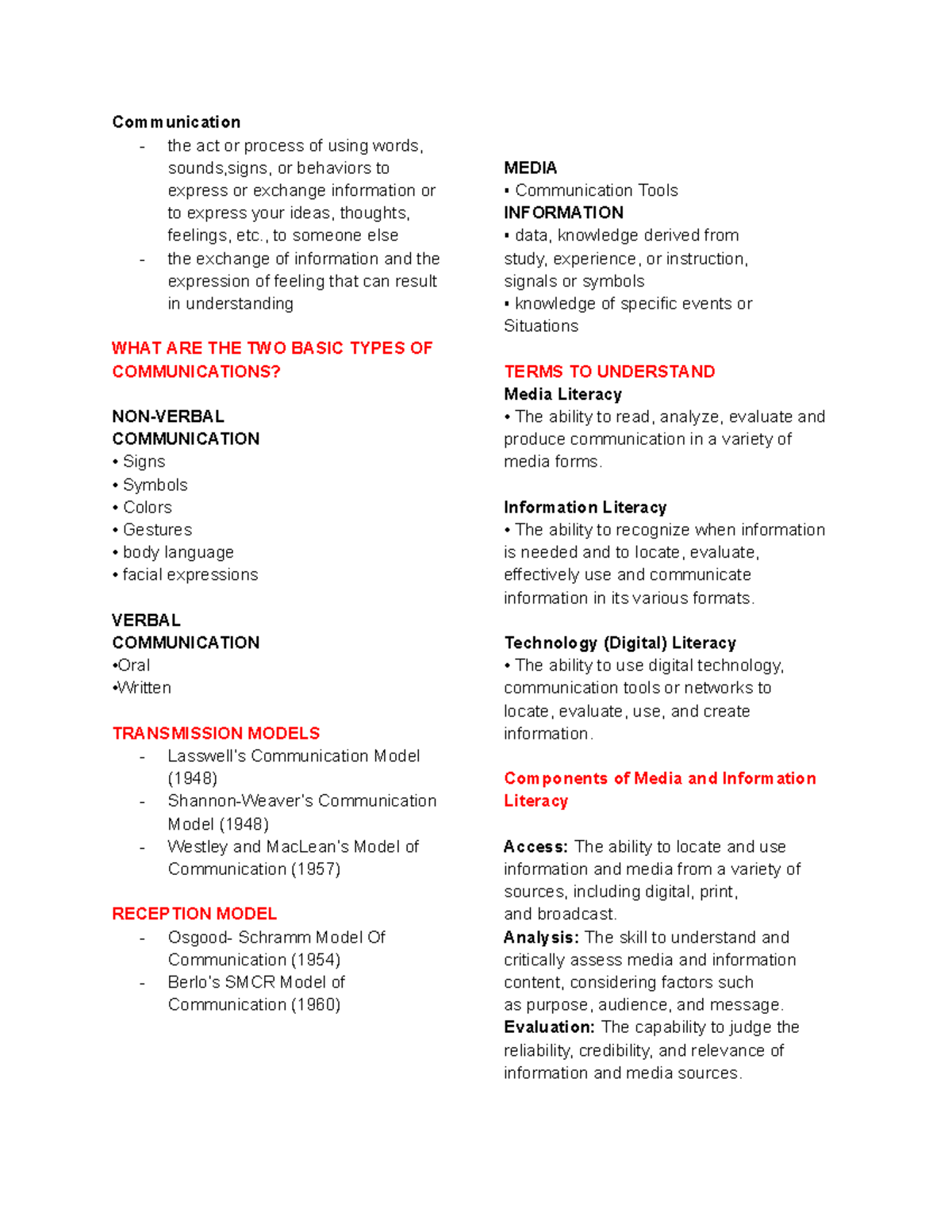 Mi L Communication Study Guide: Concepts & Models Explained - Studocu