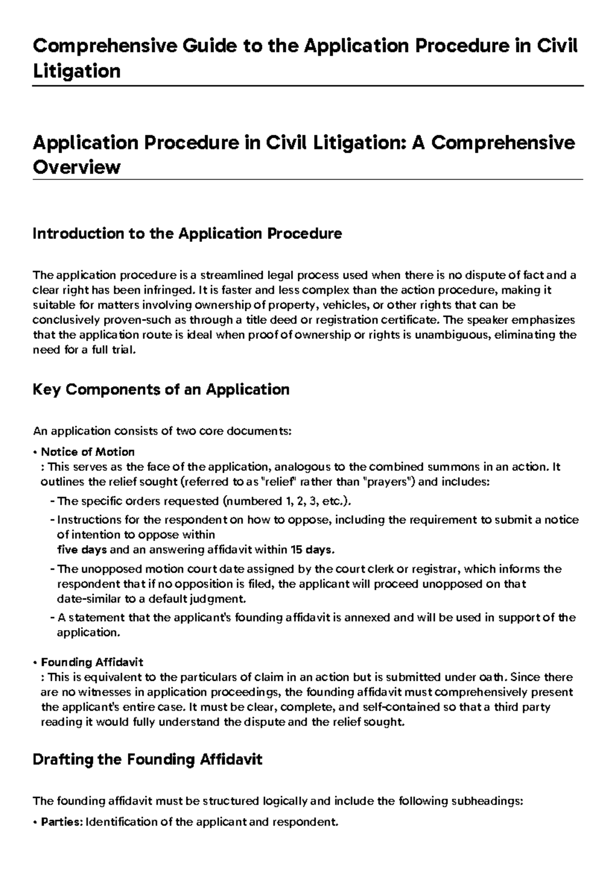 Civil Litigation Application Procedure: A Comprehensive Guide - Studocu