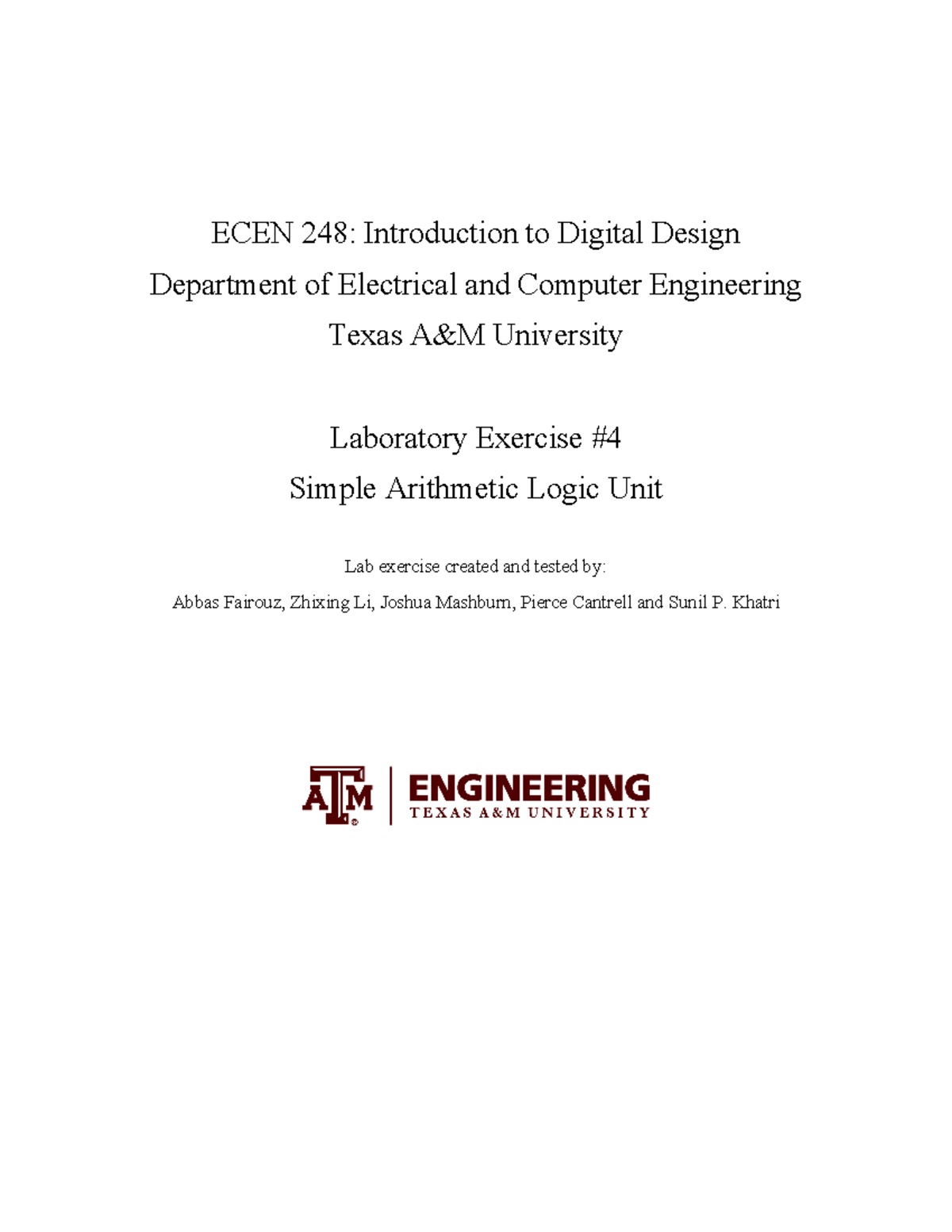 Lab 4 Manual Revised - ECEN 248: Introduction to Digital Design ...