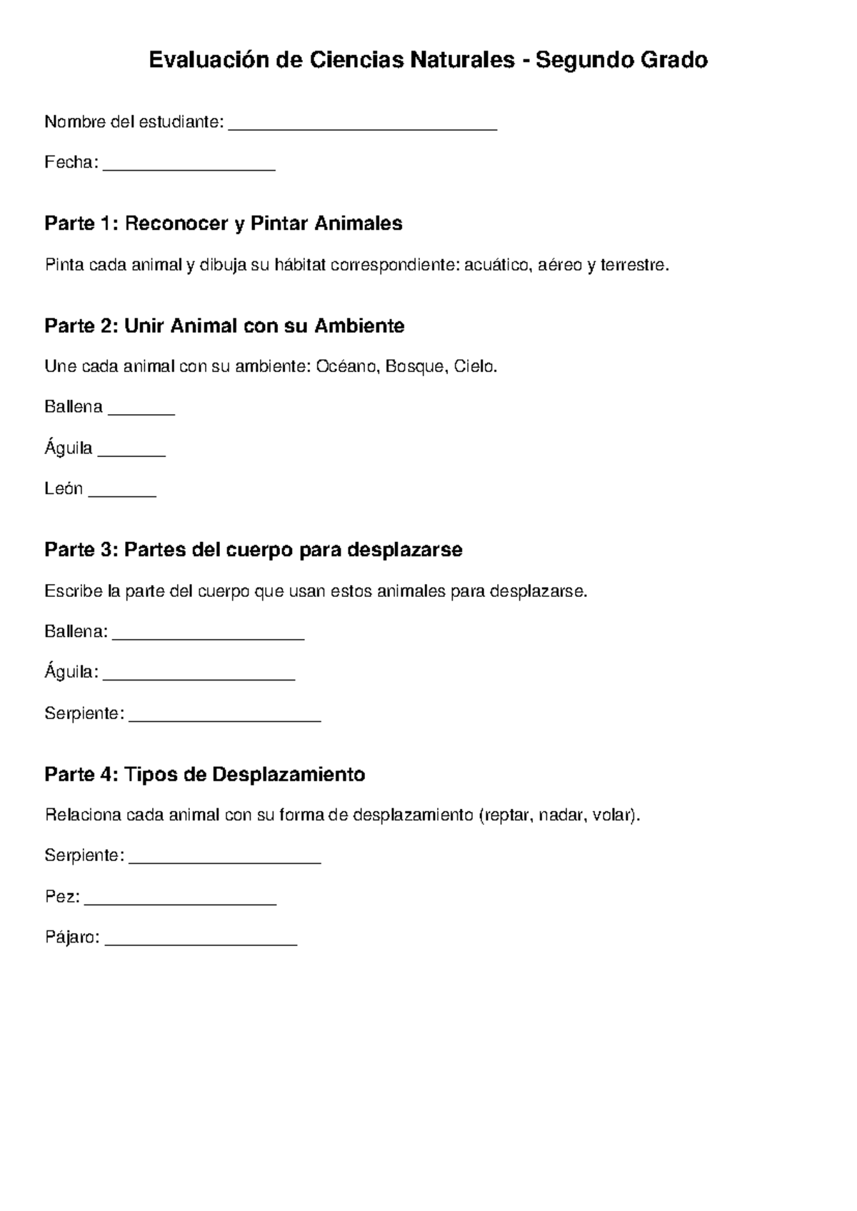 Evaluacion Ciencias Segundo Grado - Evaluación de Ciencias Naturales ...