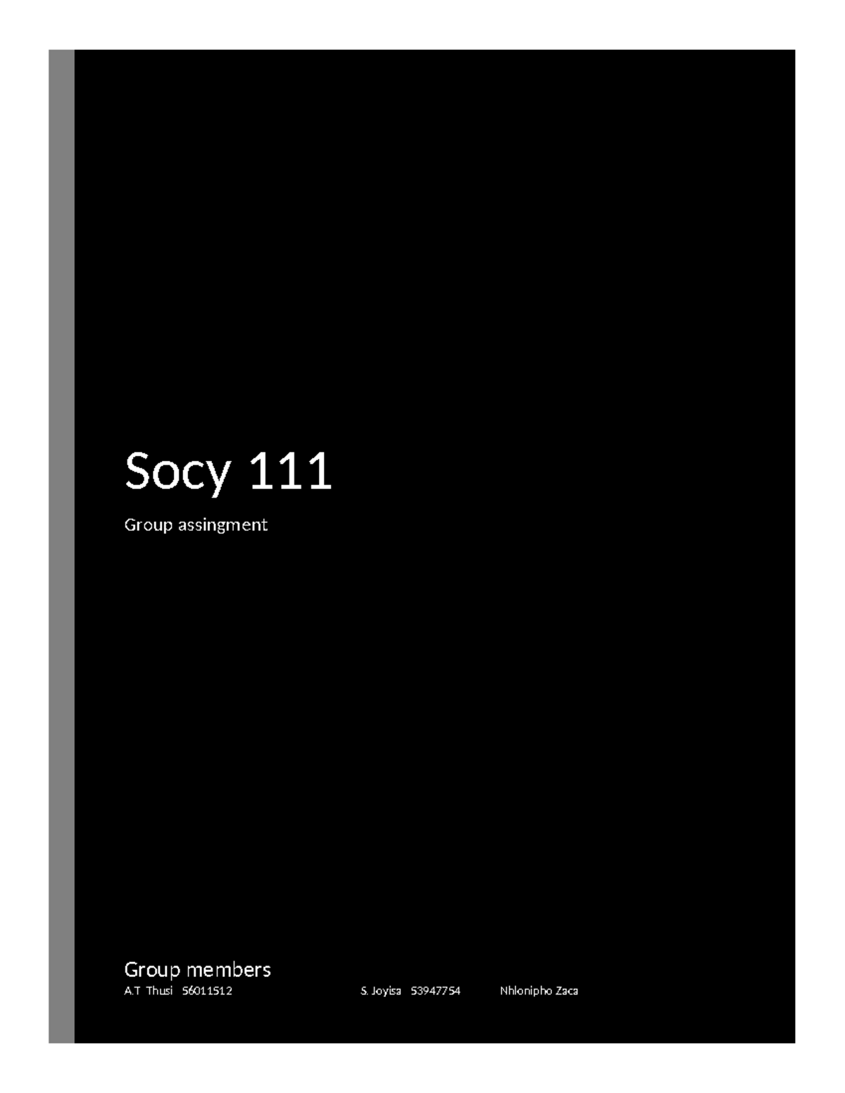 Socy 101 Group Assignment: Youth Unemployment in South Africa Analysis ...