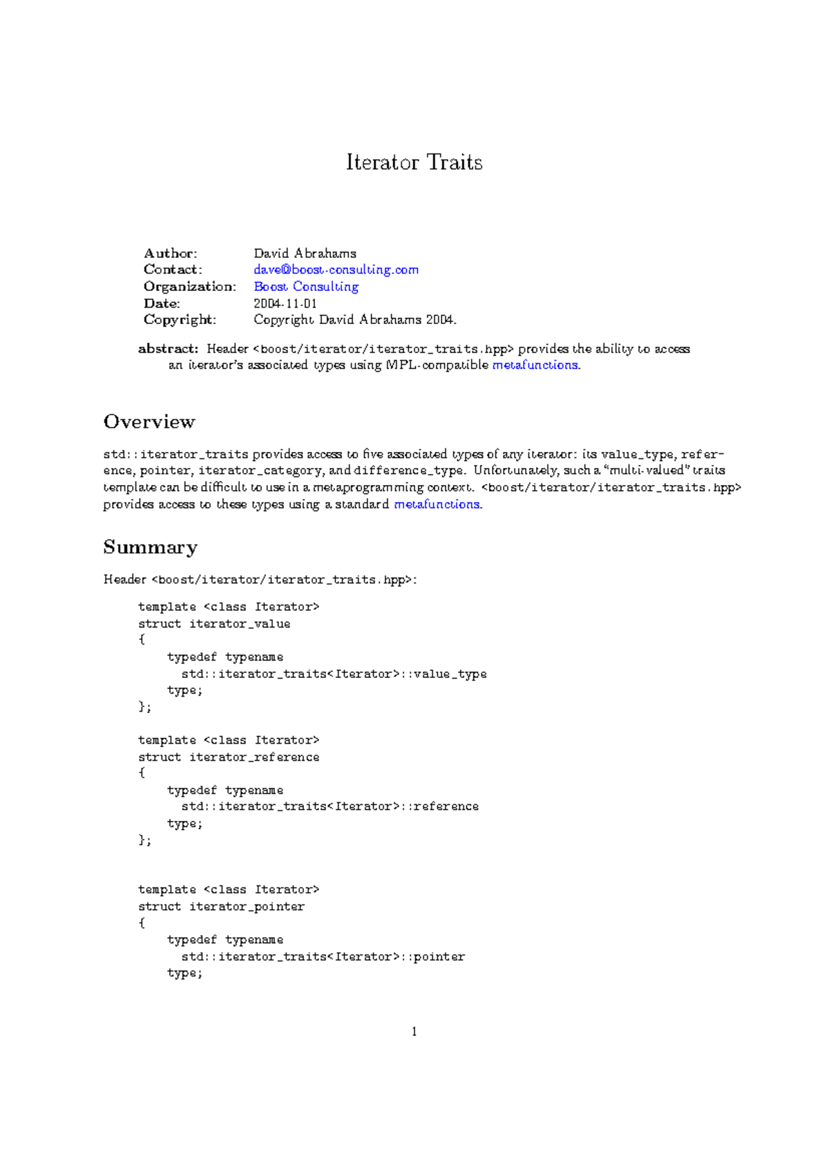Iterator Traits Overview - Boost Documentation - Studocu