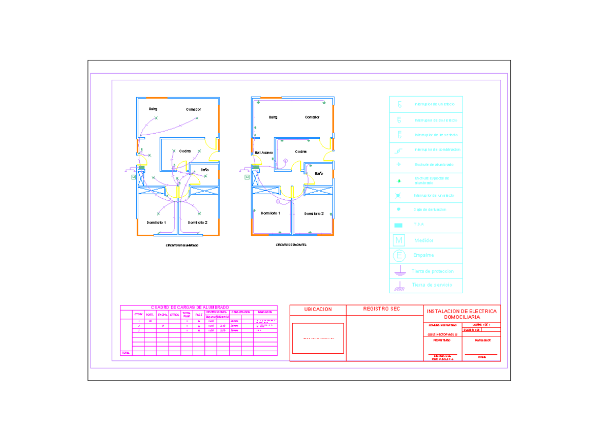 Plano 3 - INSTALACION DE ELECTRICA DOMOCILIARIA REGISTRO SEC UBICACION ...