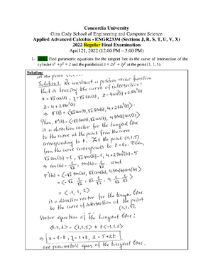 ENGR 233 - Concordia - Applied Advanced Calculus - Studocu