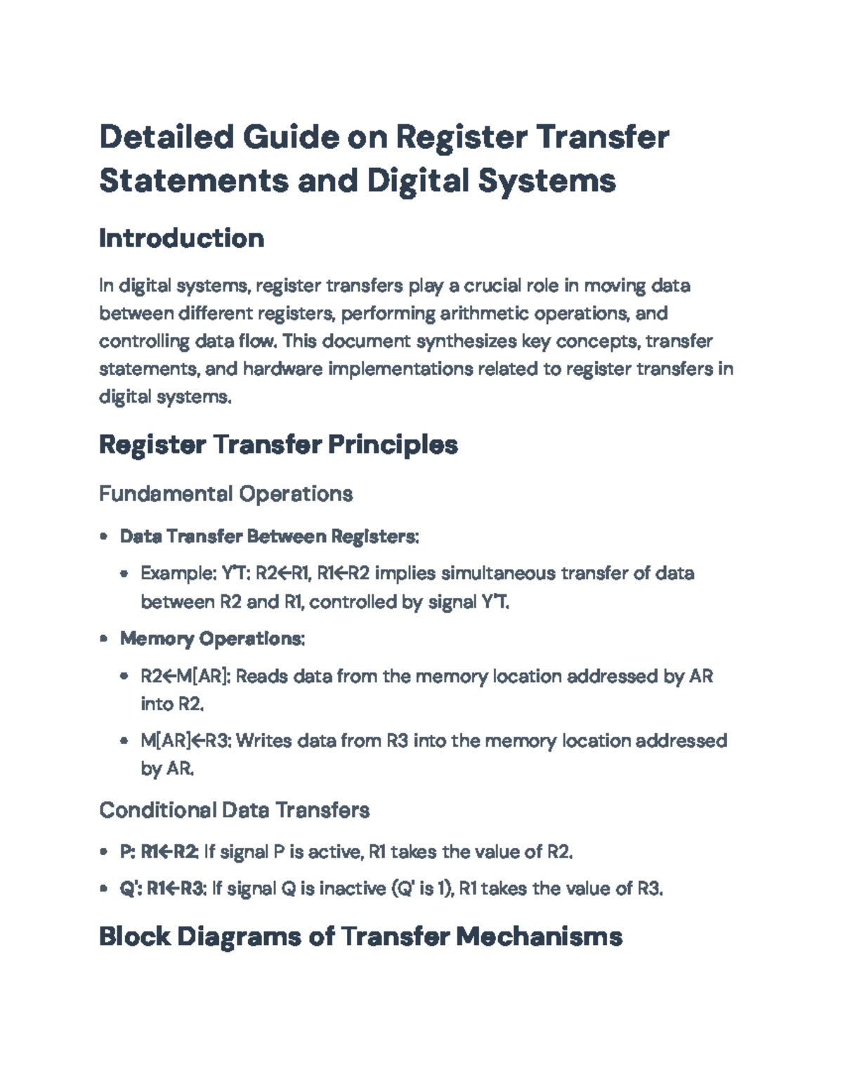 Digital Systems: Comprehensive Guide to Register Transfer Statements ...