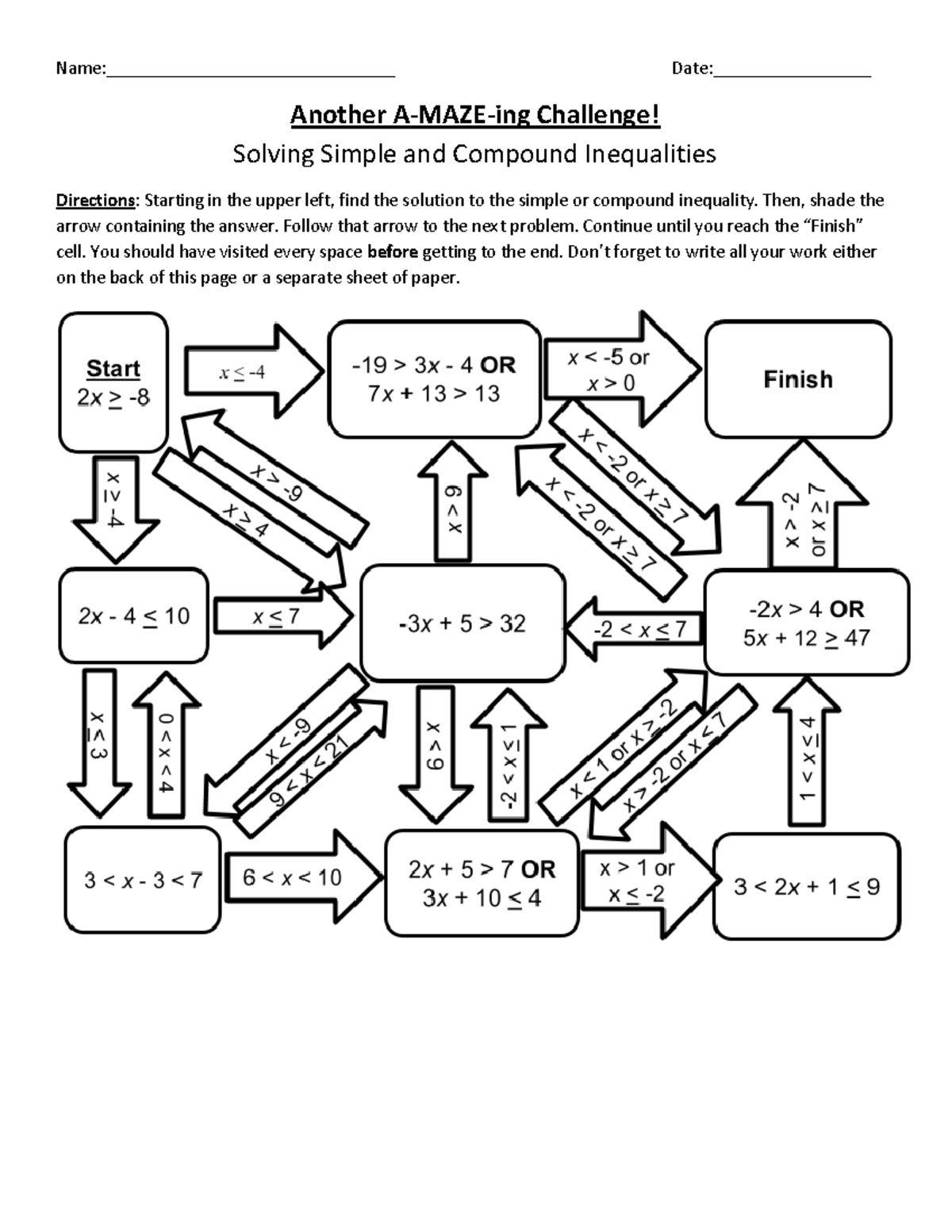 Simple and Compound Inequalities Maze Challenge - Amogh Suryawanshi ...